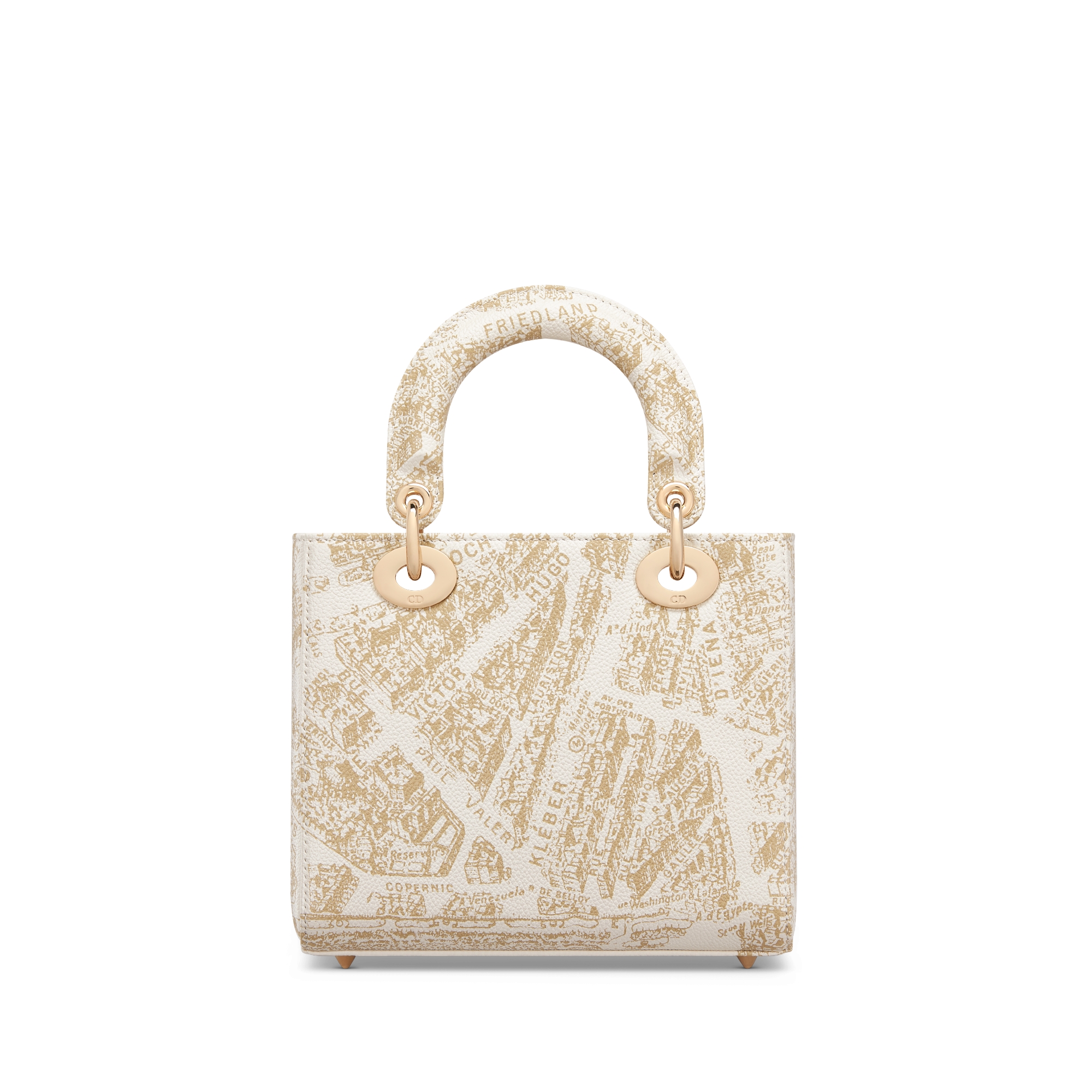 Kleine Lady Dior-tas Beige en wit kalfsleer met Plan de Paris-print | DIOR
