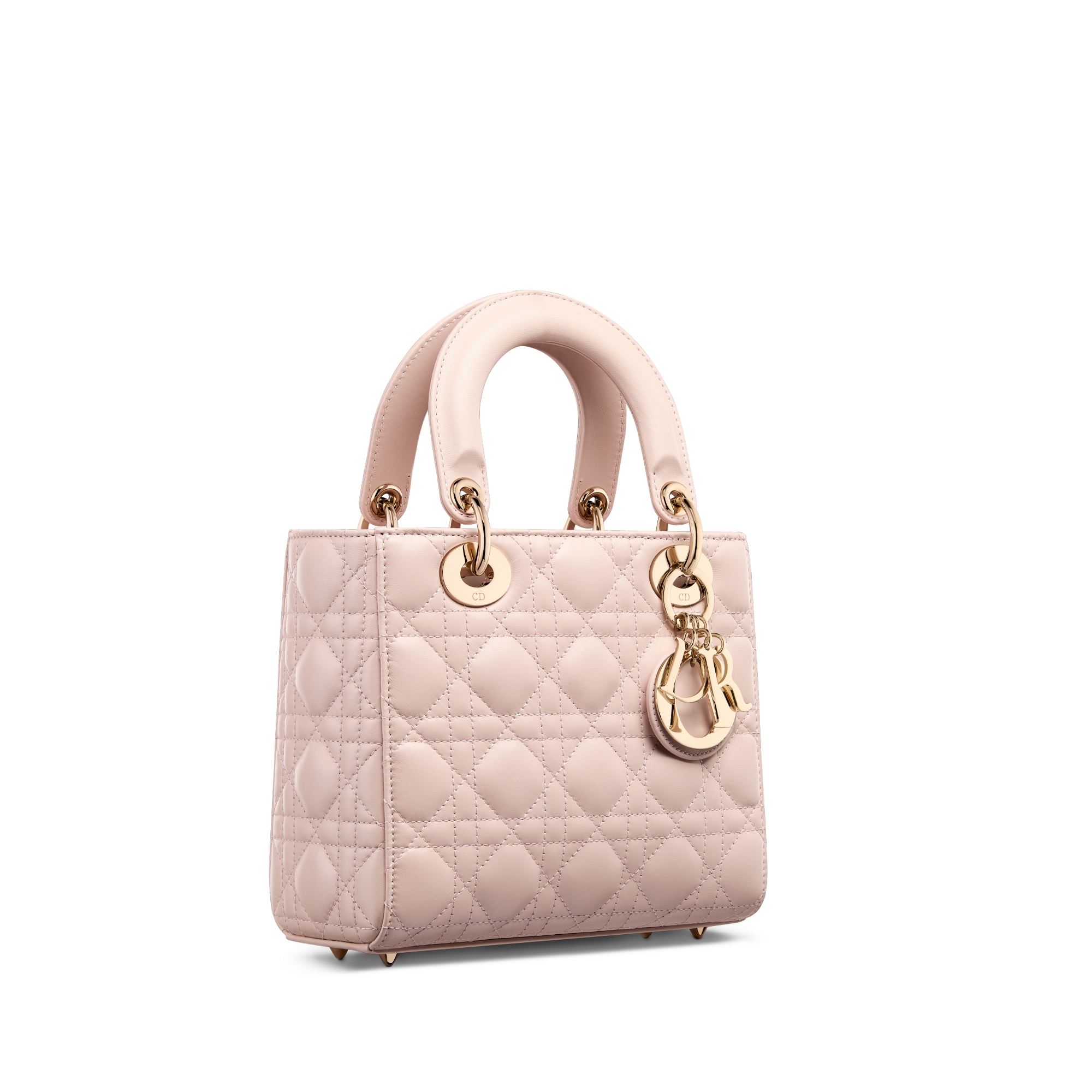 Small Lady Dior My ABCDior Bag Powder Pink Pearlescent Cannage Lambskin ...