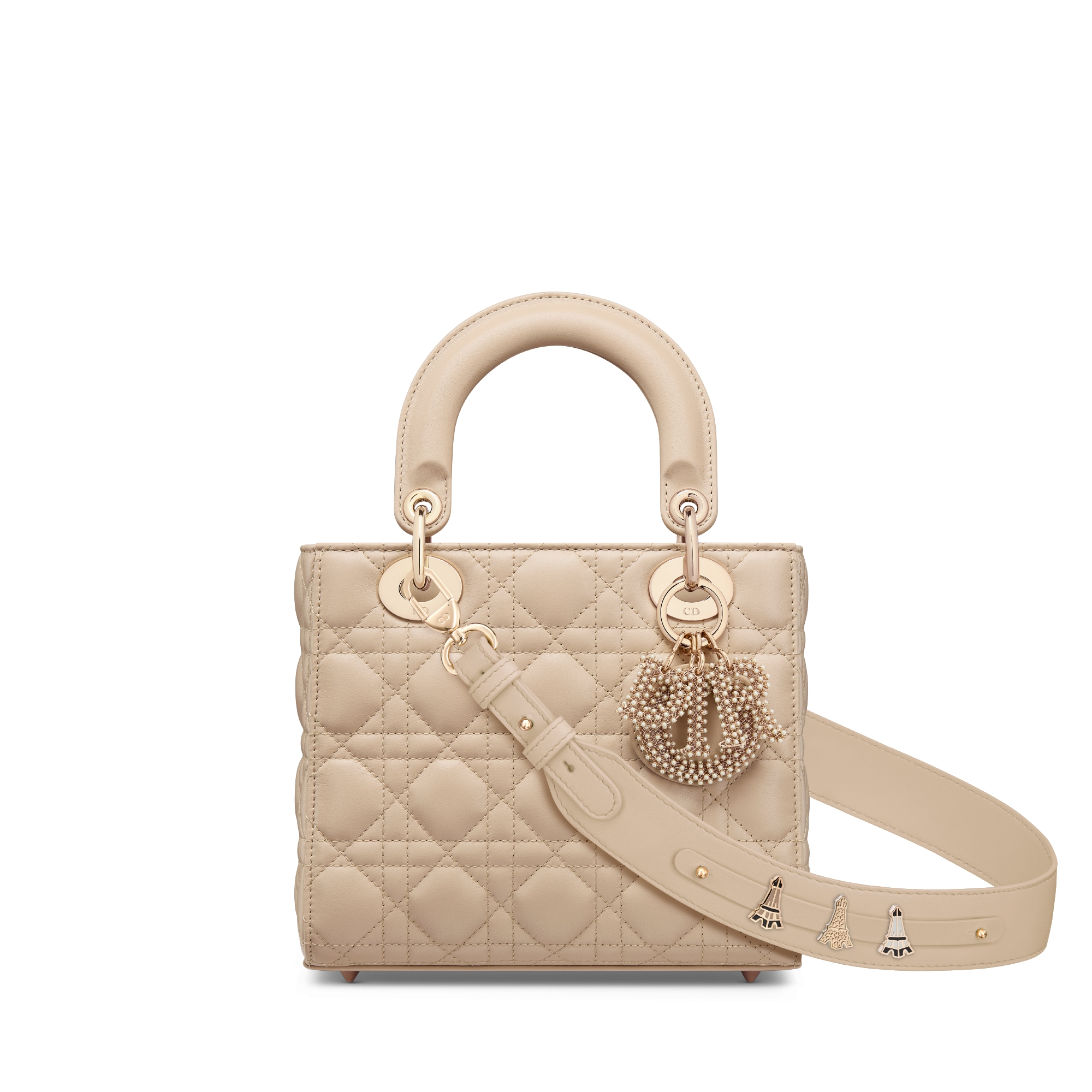 Small Lady Dior My ABCDior Bag Powder Beige Cannage Lambskin | DIOR