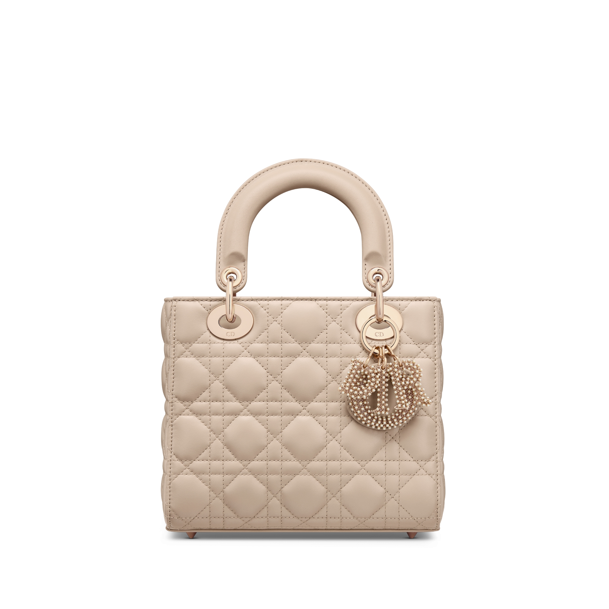 Small Lady Dior My ABCDior Bag Powder Beige Cannage Lambskin | DIOR