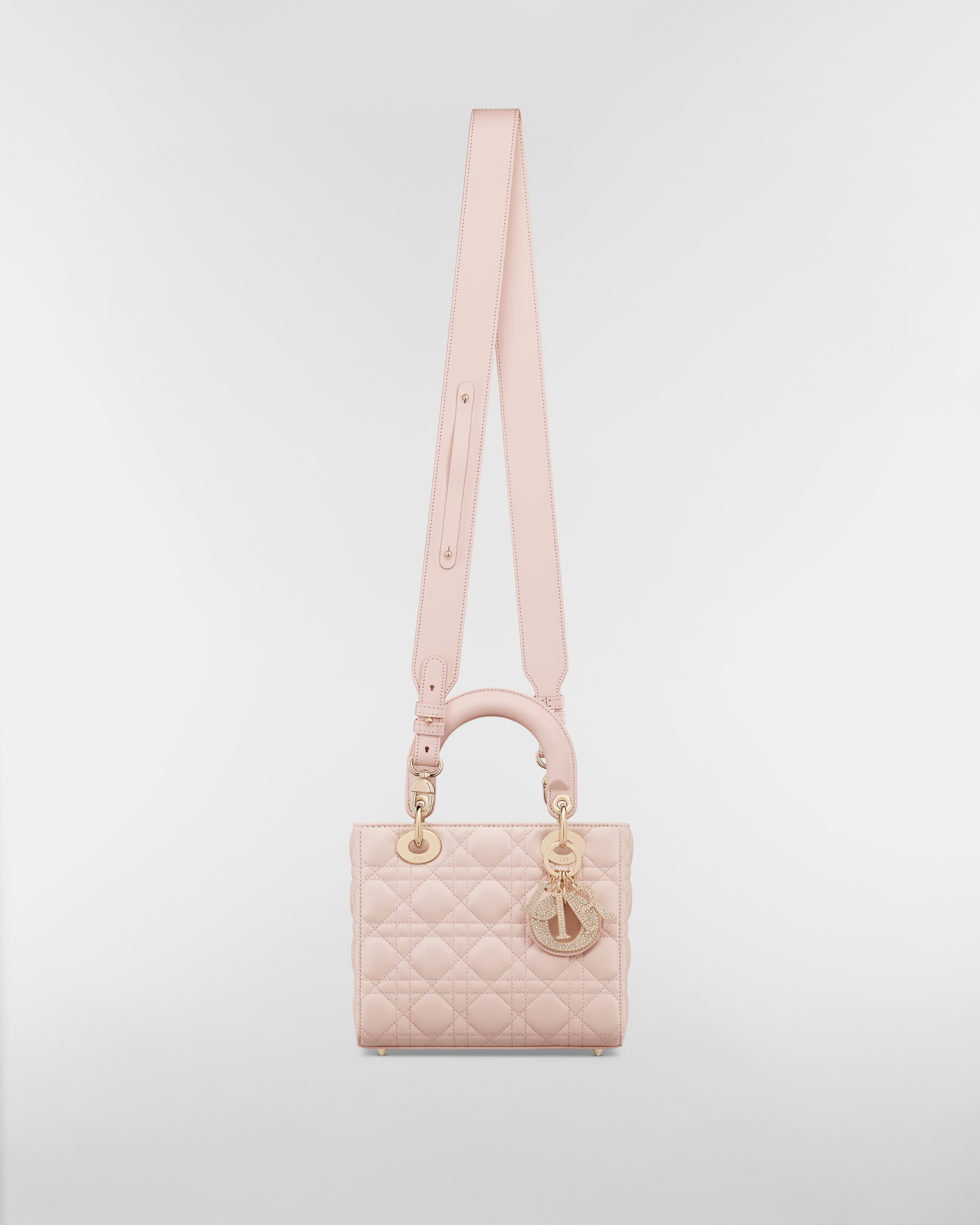 Small Lady Dior My ABCDior Bag Powder Pink Cannage Lambskin | DIOR