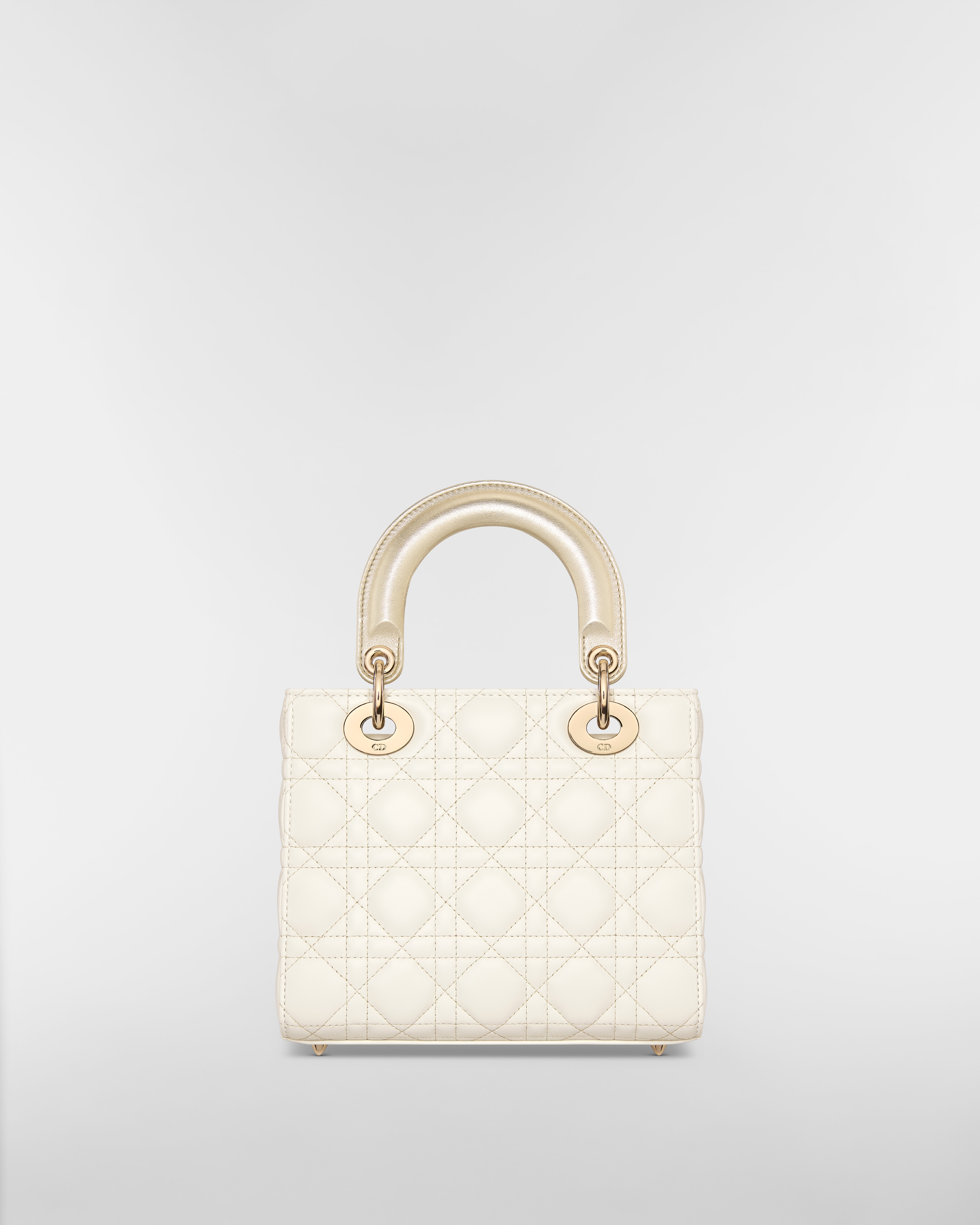 Small Lady Dior My ABCDior Bag Two-Tone Gold and White Cannage Lambskin ...