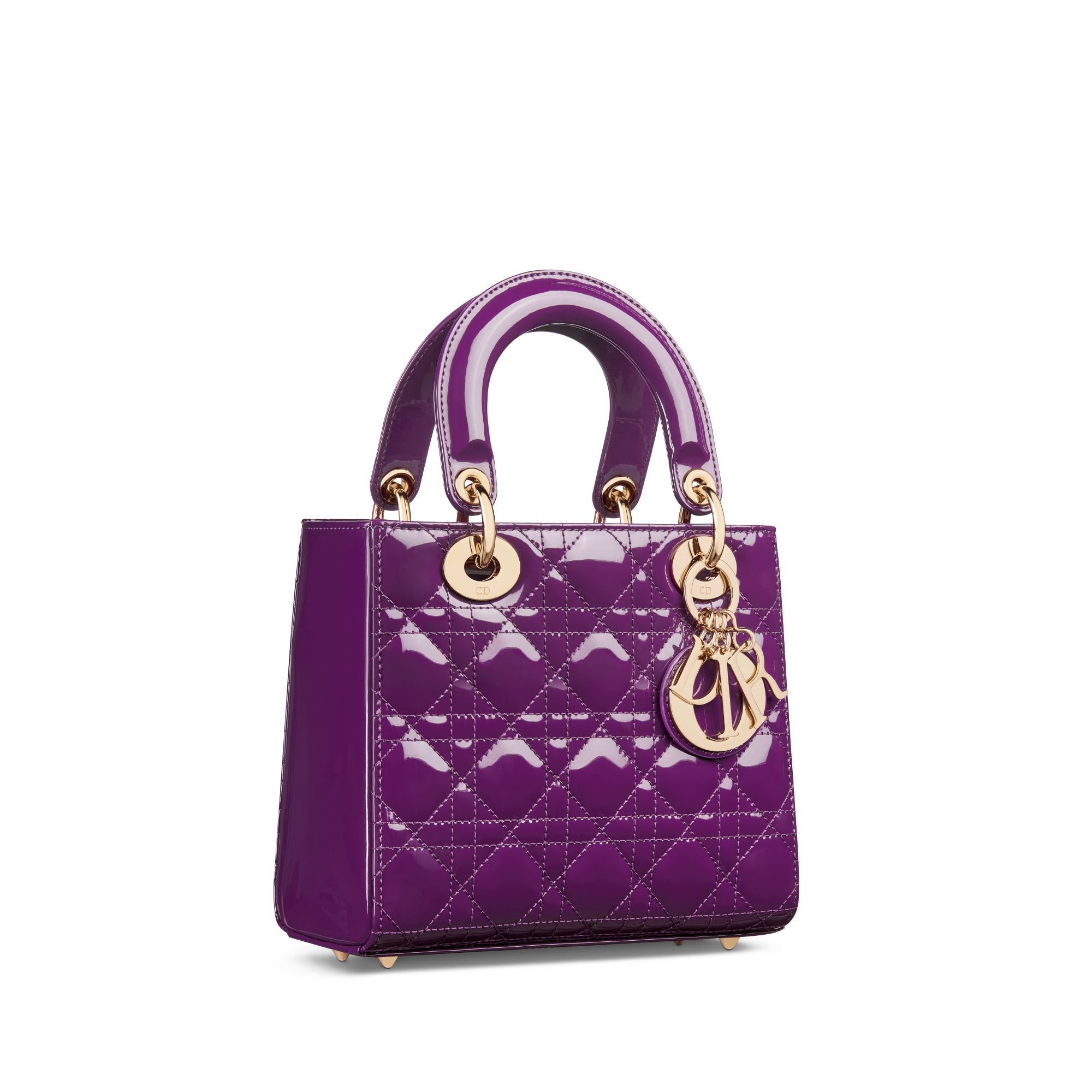 Small Lady Dior My ABCDior Bag Royal Purple Patent Cannage Calfskin | DIOR