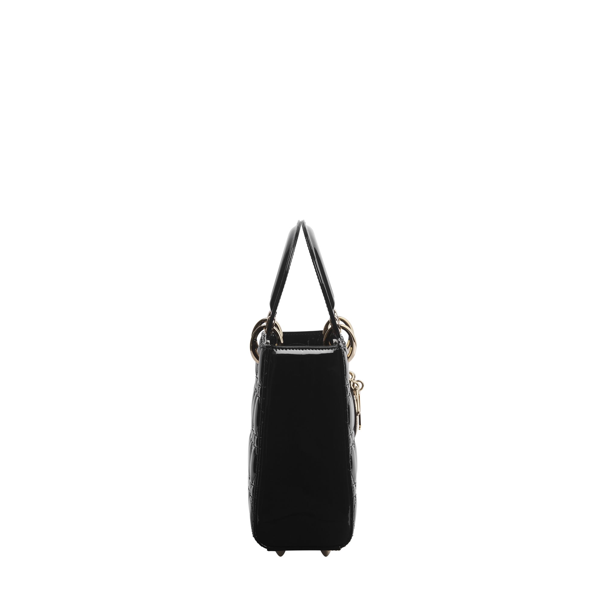 Small Lady Dior My ABCDior Bag Black Patent Cannage Calfskin | DIOR