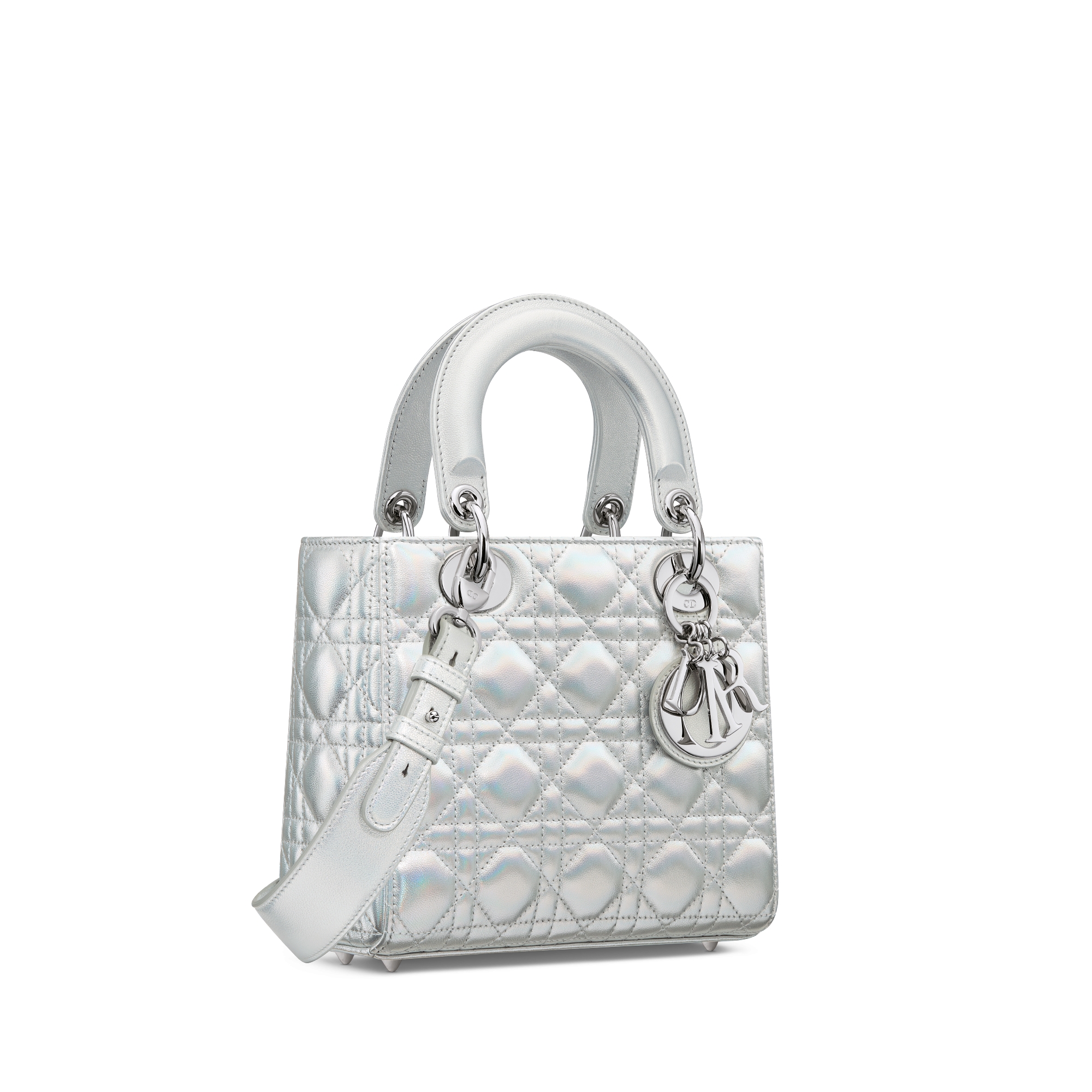 Small Dior Or My ABCDior Lady Dior Bag Silver-Tone Iridescent and ...