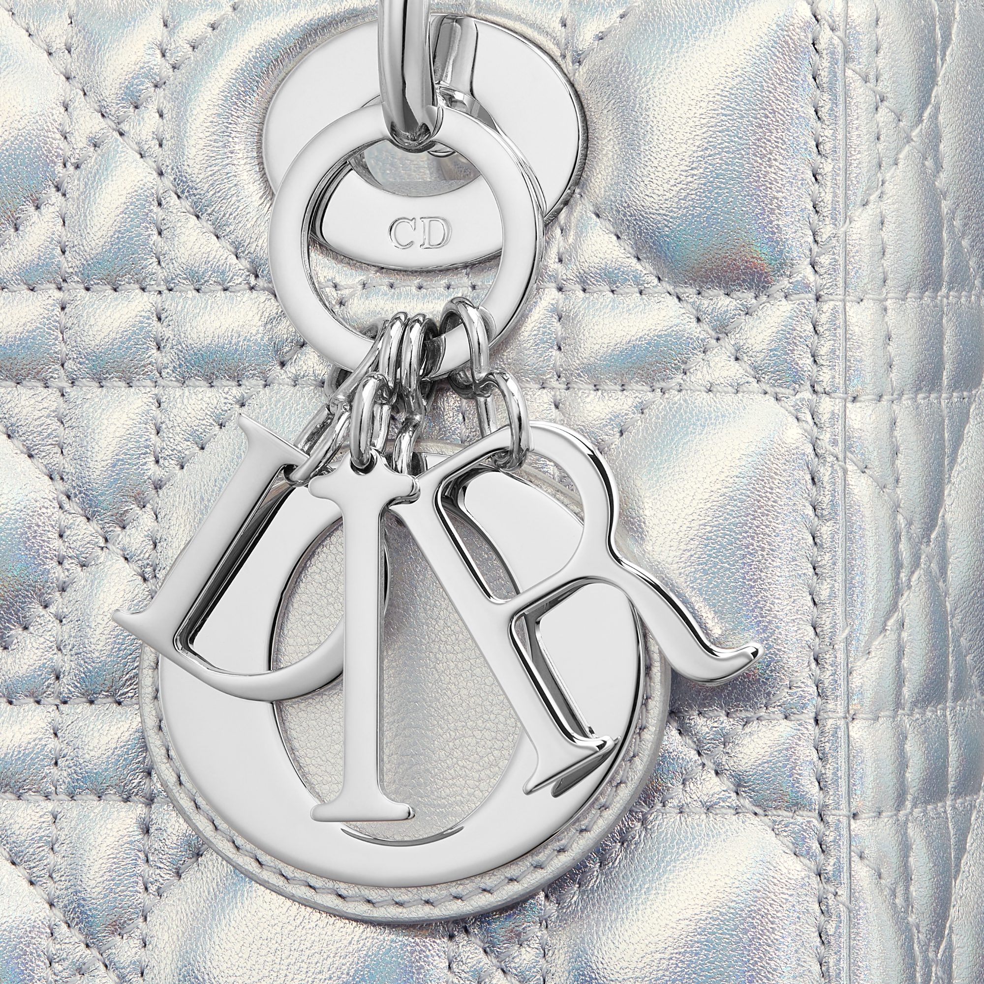 Small Dior Or My ABCDior Lady Dior Bag Silver-Tone Iridescent and ...