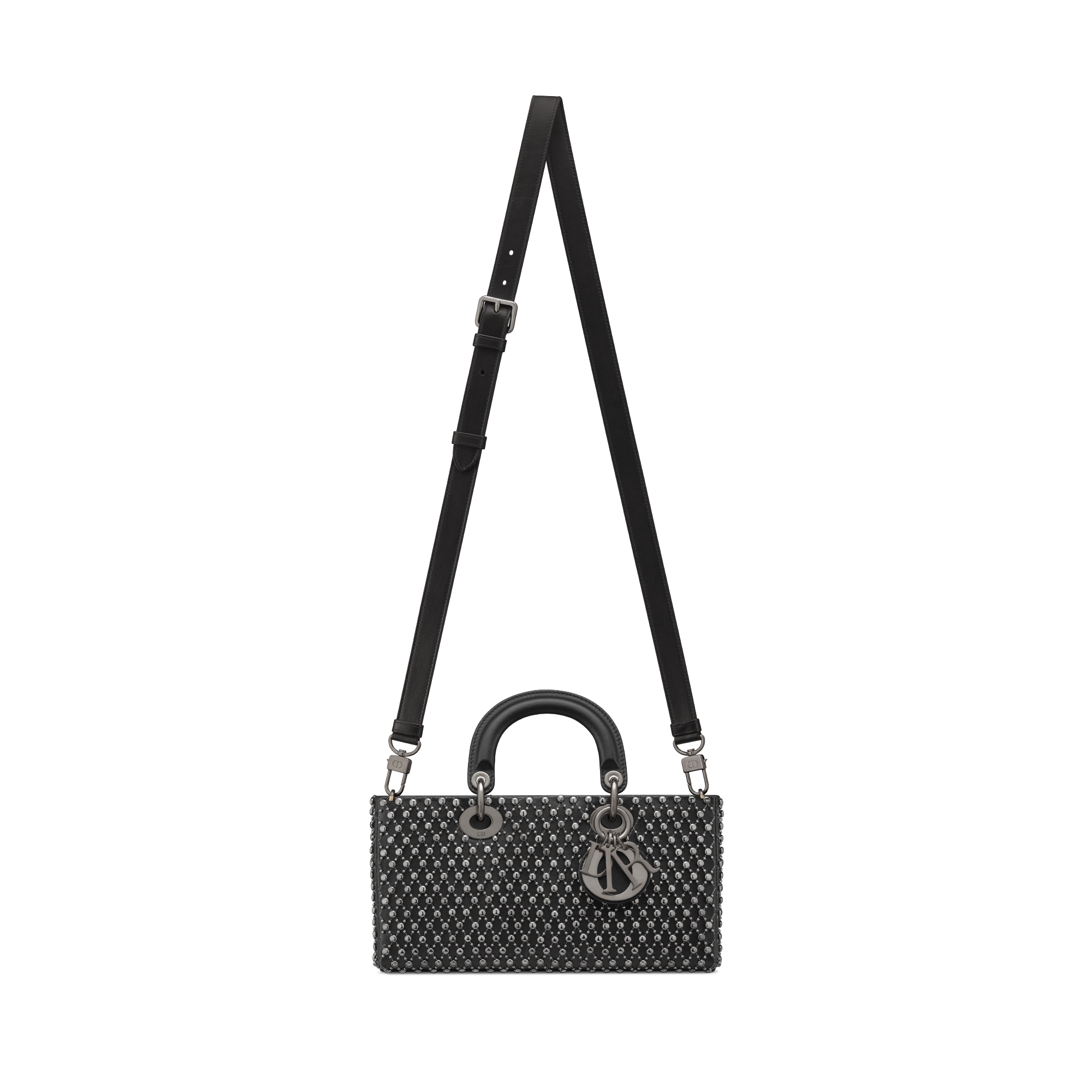 Medium Lady D-Joy Bag Silver-Tone Calfskin with Fishnet Embroidery in ...
