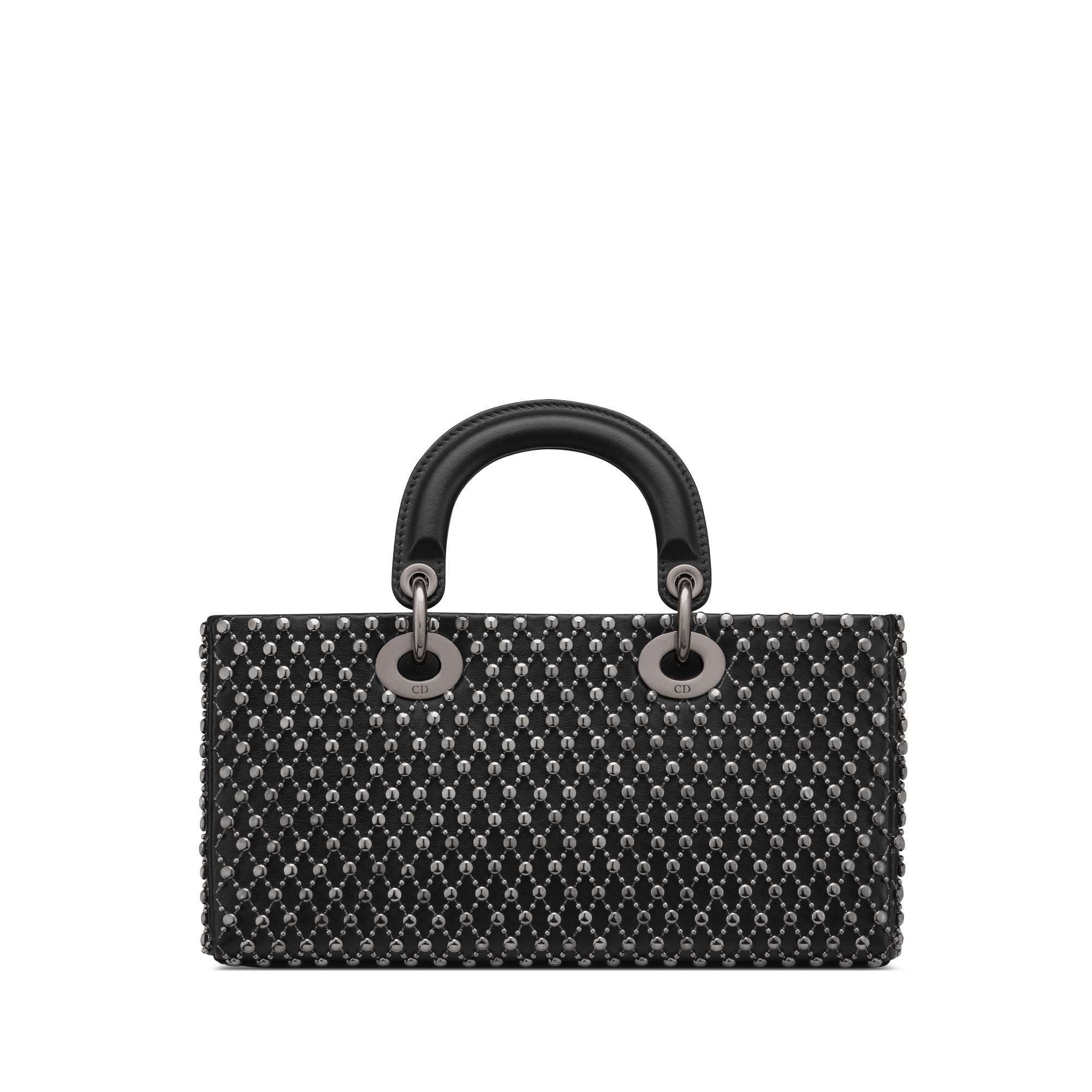 Medium Lady D-Joy Bag Silver-Tone Calfskin with Fishnet Embroidery in ...