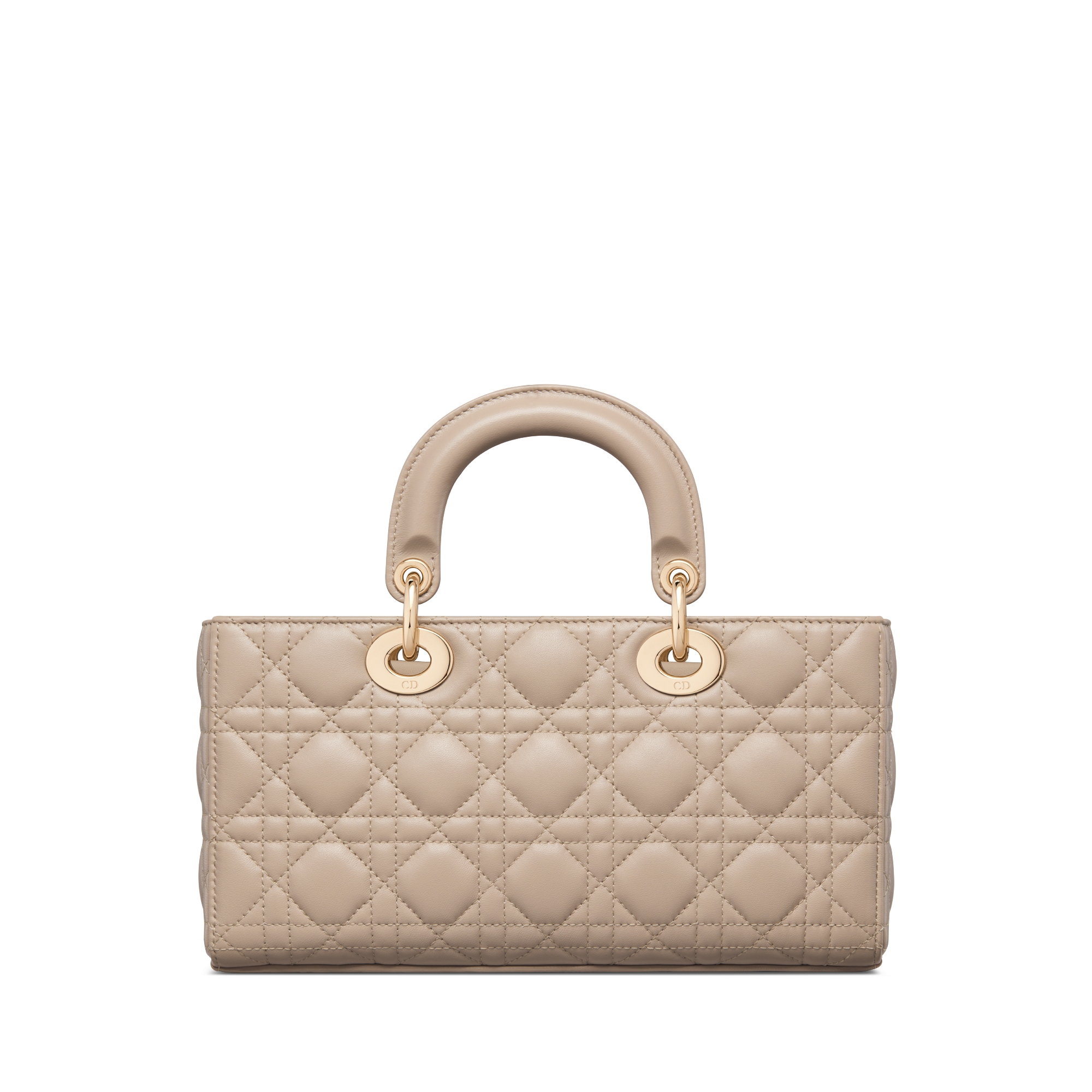 Sac Lady D-Joy Medium Cuir d'agneau Cannage beige poudre | DIOR