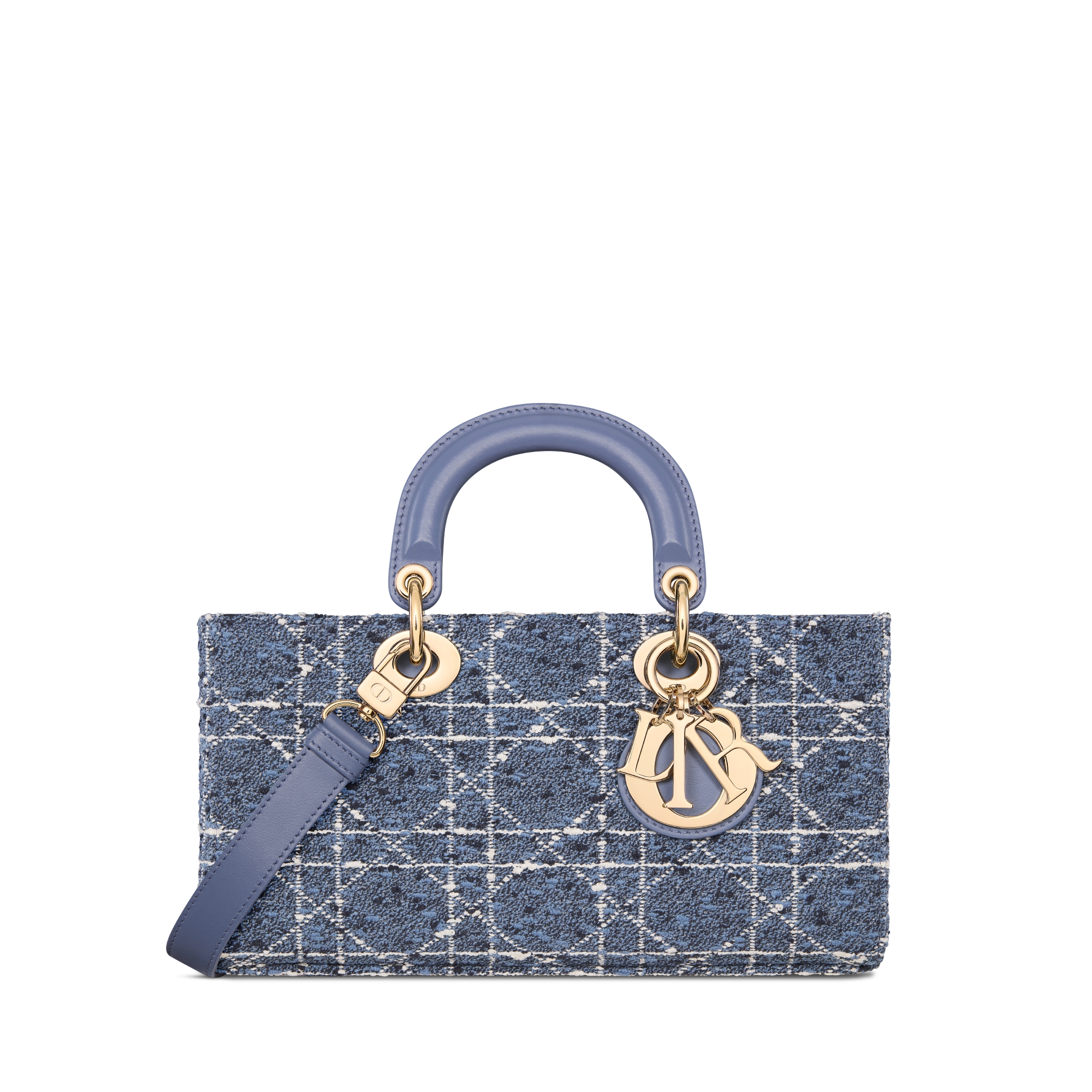 Medium Lady D-Joy Bag Light Biscuit Tweed with White Cannage Motif | DIOR