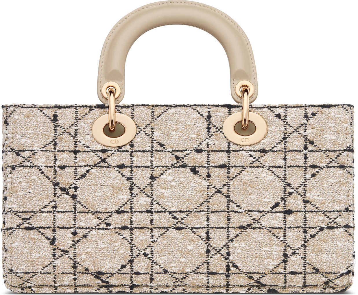Medium Lady D-Joy Bag Natural Tweed with Black Cannage Motif | DIOR