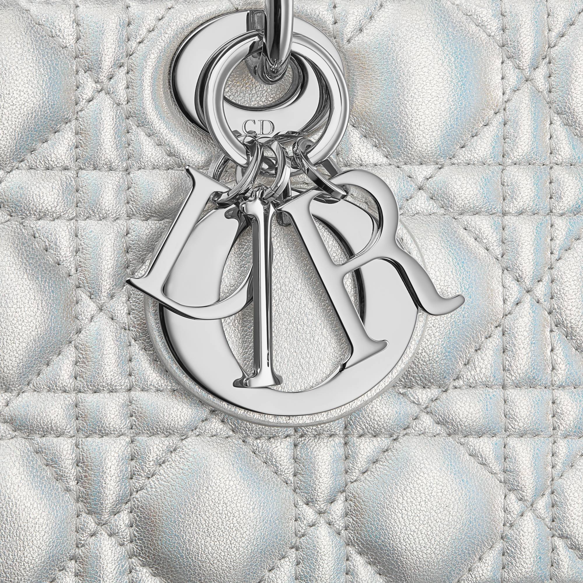 Medium Dior Or Lady D-Joy Bag Silver-Tone Iridescent and Metallic ...