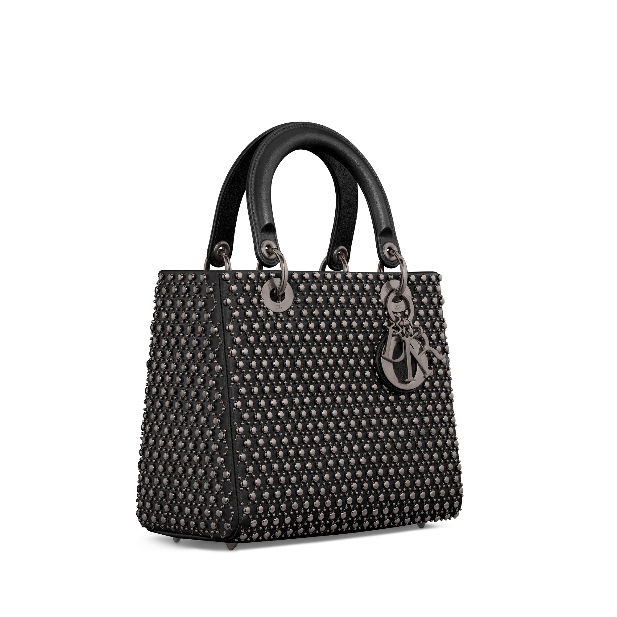 Medium Lady Dior Bag Black Calfskin with Fishnet Embroidery in Metal ...