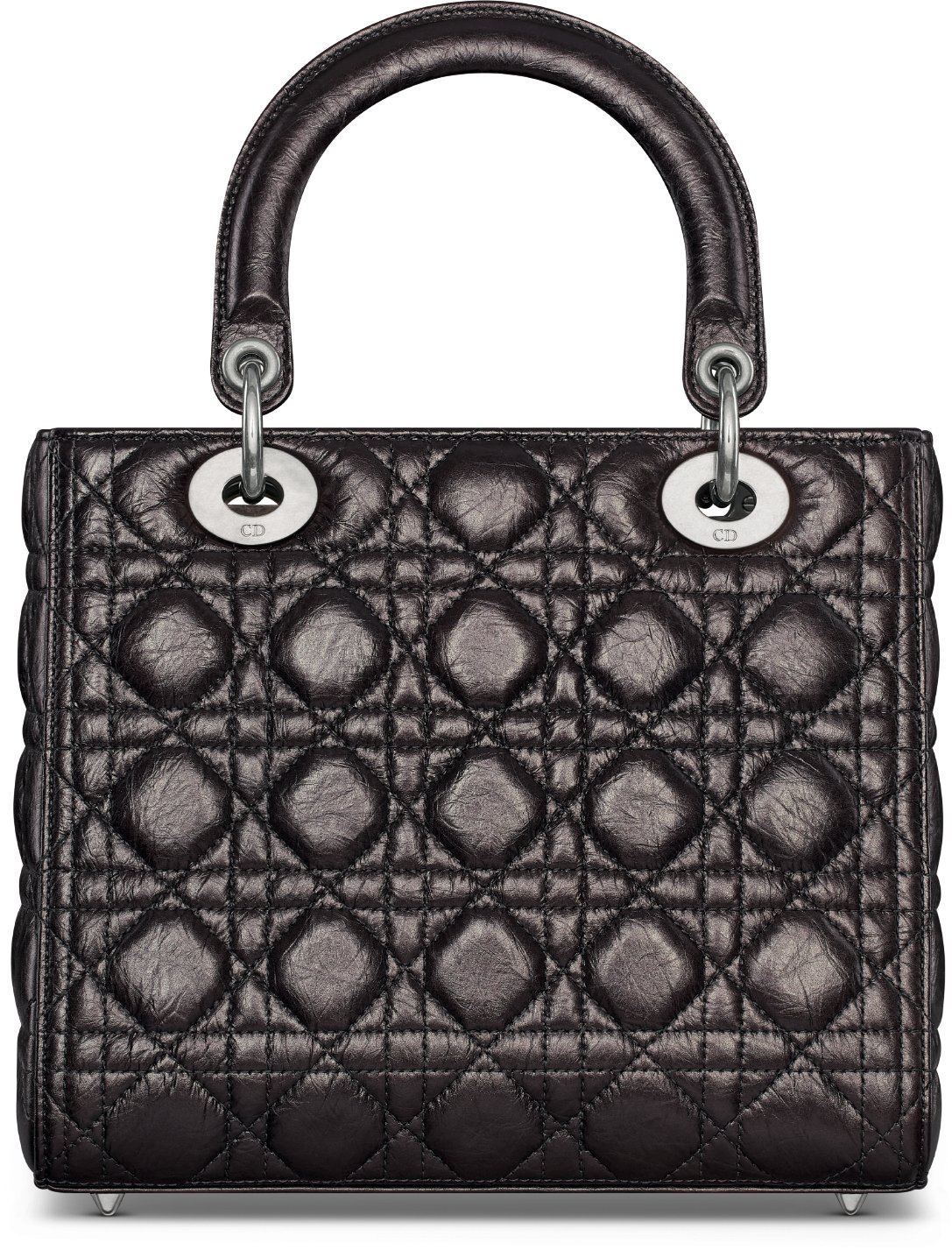 Medium Lady Dior Bag Black Crinkled Cannage Calfskin | DIOR