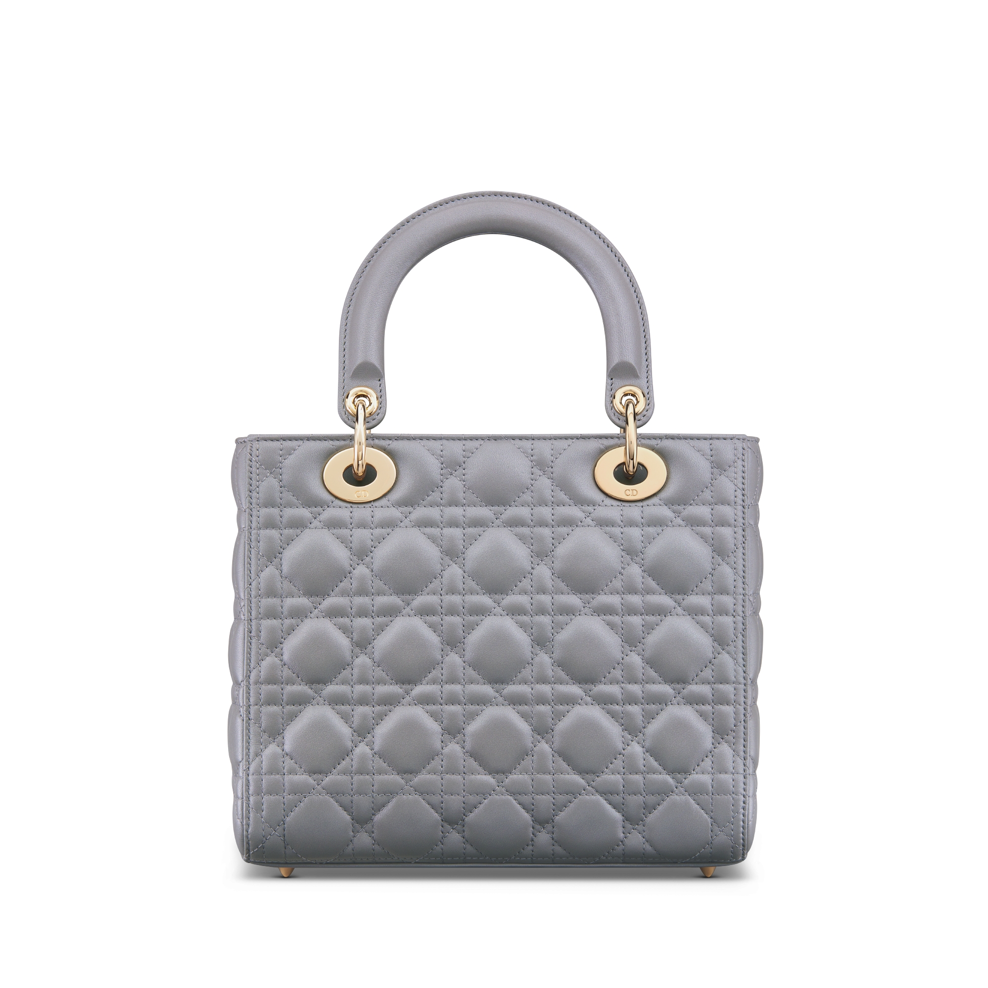Sac Lady Dior Medium Cuir d'agneau perlé Cannage gris opalin | DIOR