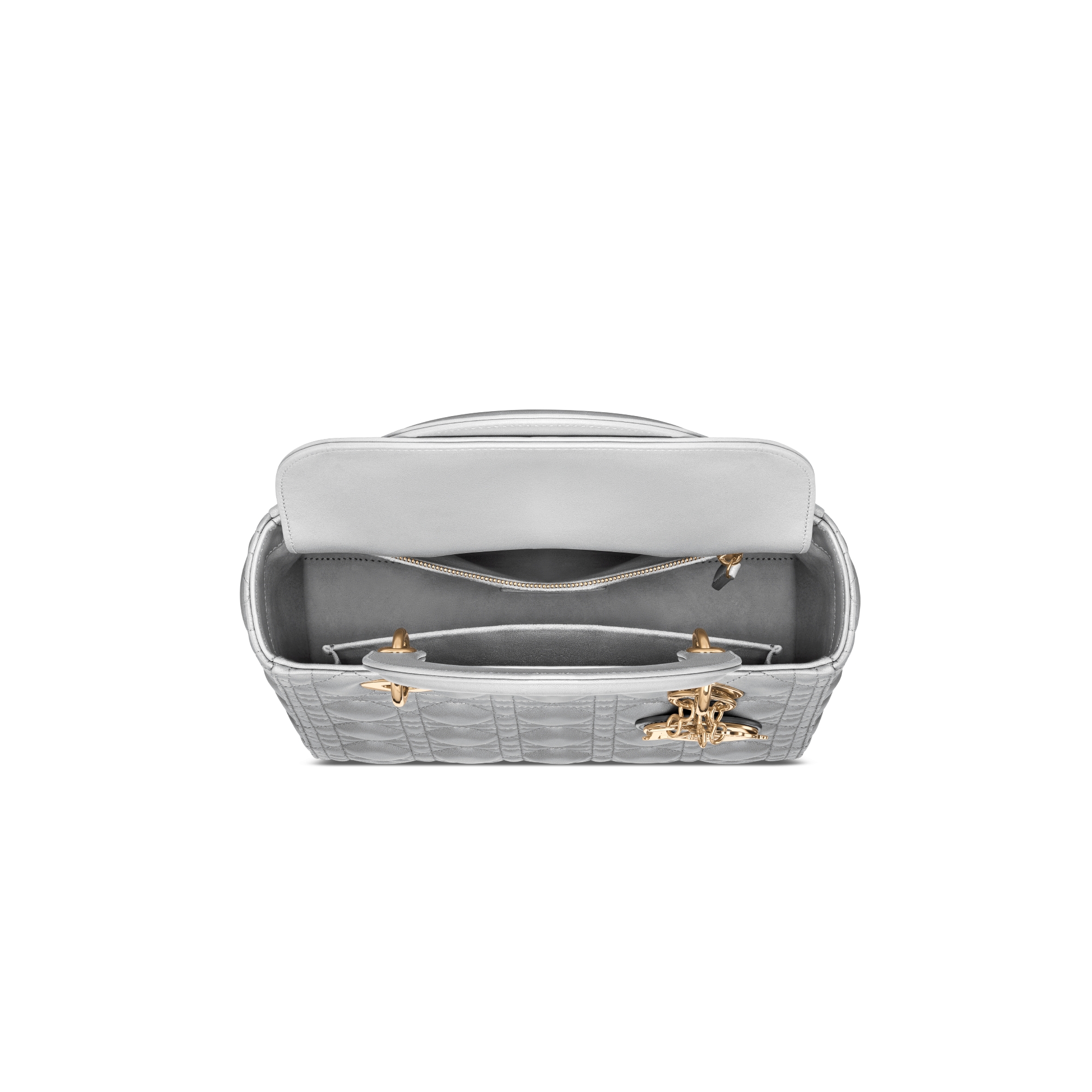 Medium Lady Dior Bag Opaline Gray Pearlescent Cannage Lambskin | DIOR