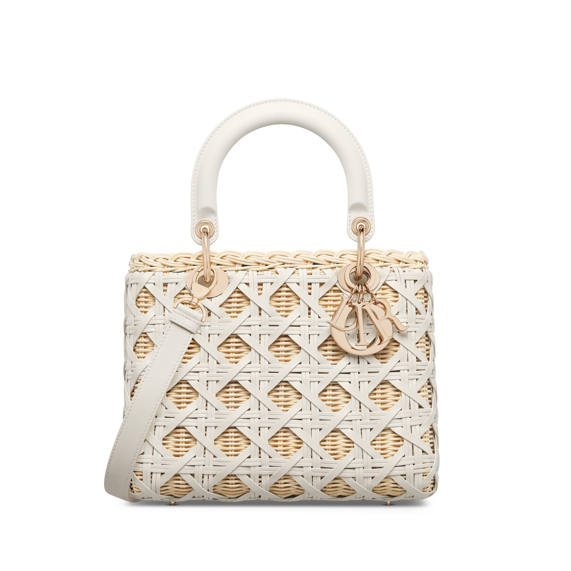Medium Lady Dior Bag Natural Rattan and Latte Matte Calfskin Cannage | DIOR