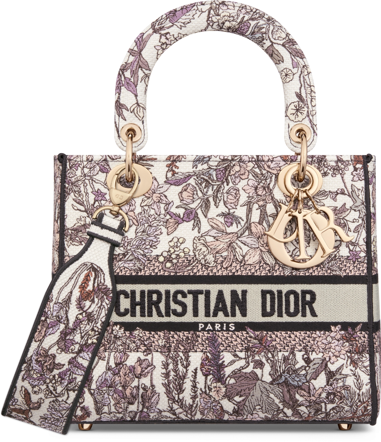 Bolso mediano Lady D-Lite Bordado Dior 4 Saisons Hiver blanco multicolor | DIOR