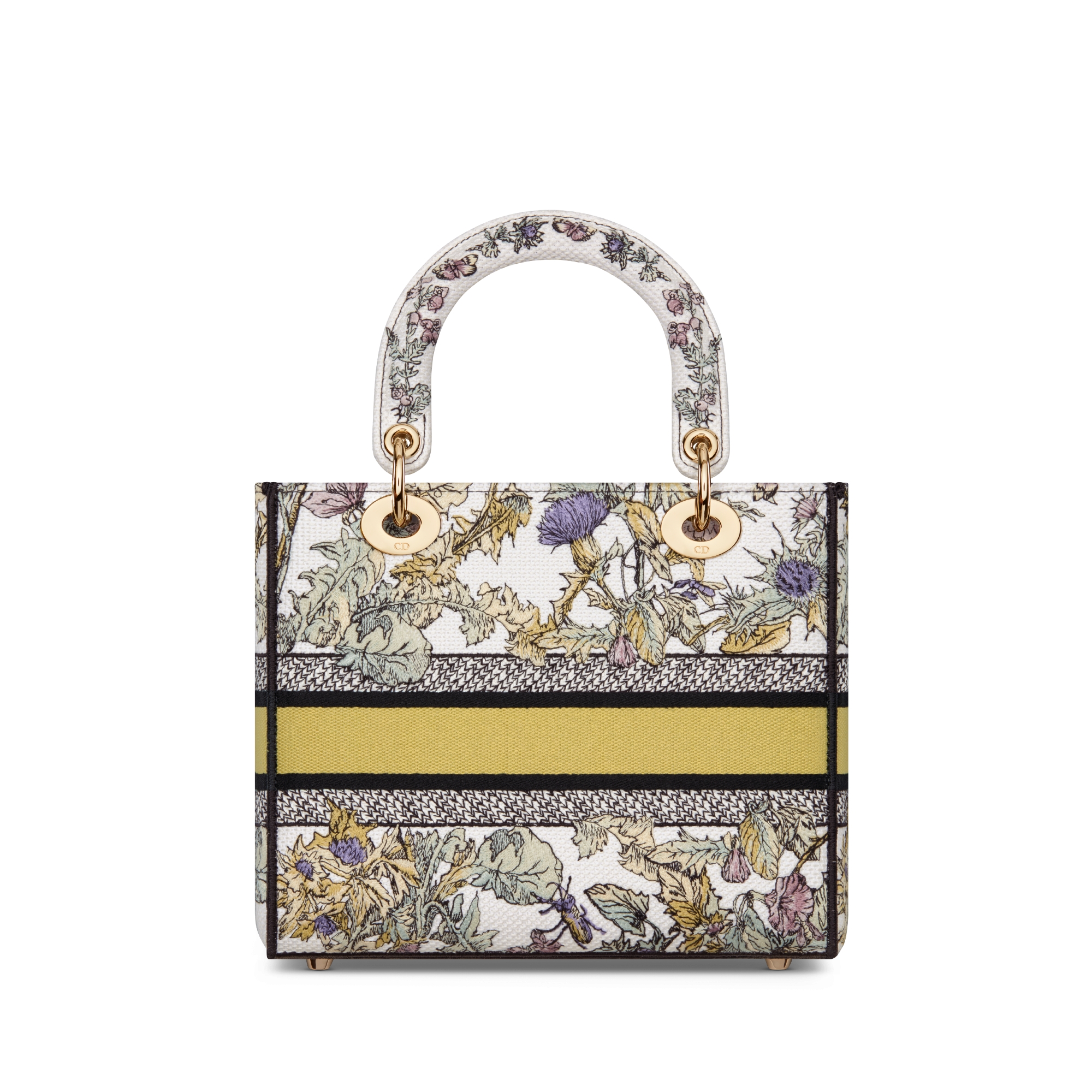 Sac Lady D-Lite Medium Broderie couleur latte à motif Dior Chardons ...