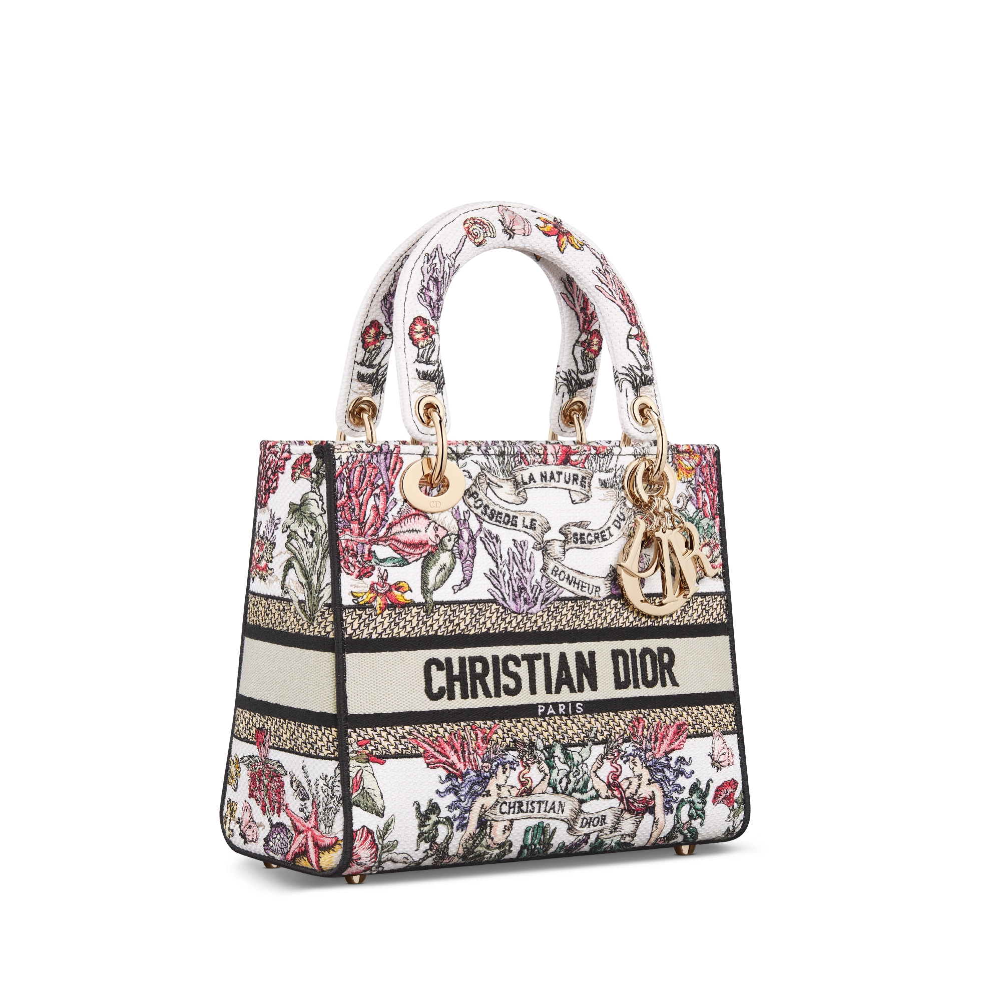 Medium Lady D-Lite Bag Latte Embroidery with Multicolor Dior Cabinet de ...
