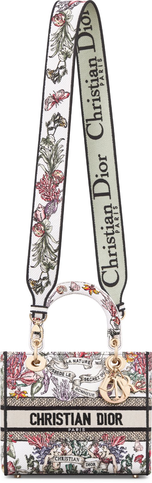 Borsa media Lady D-Lite Ricamo color latte con motivo Dior Cabinet de ...