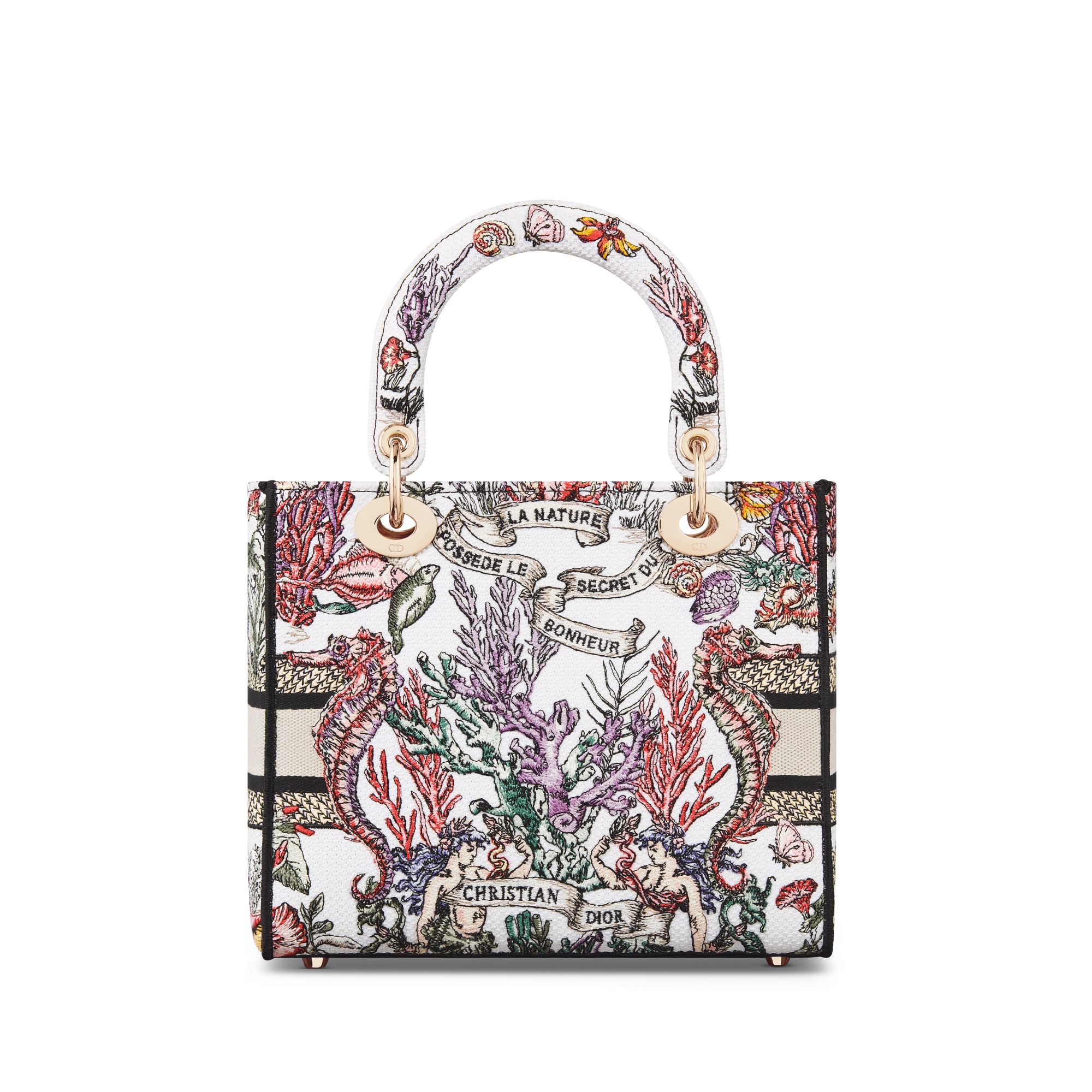 Sac Lady D-Lite Medium Broderie couleur latte à motif Dior Cabinet de ...