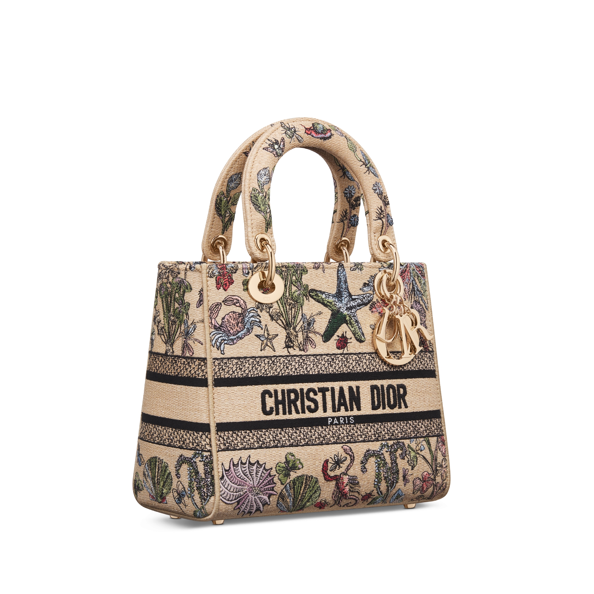 Medium Lady D-Lite Bag Beige Raffia with Multicolor Dior Cabinet de ...