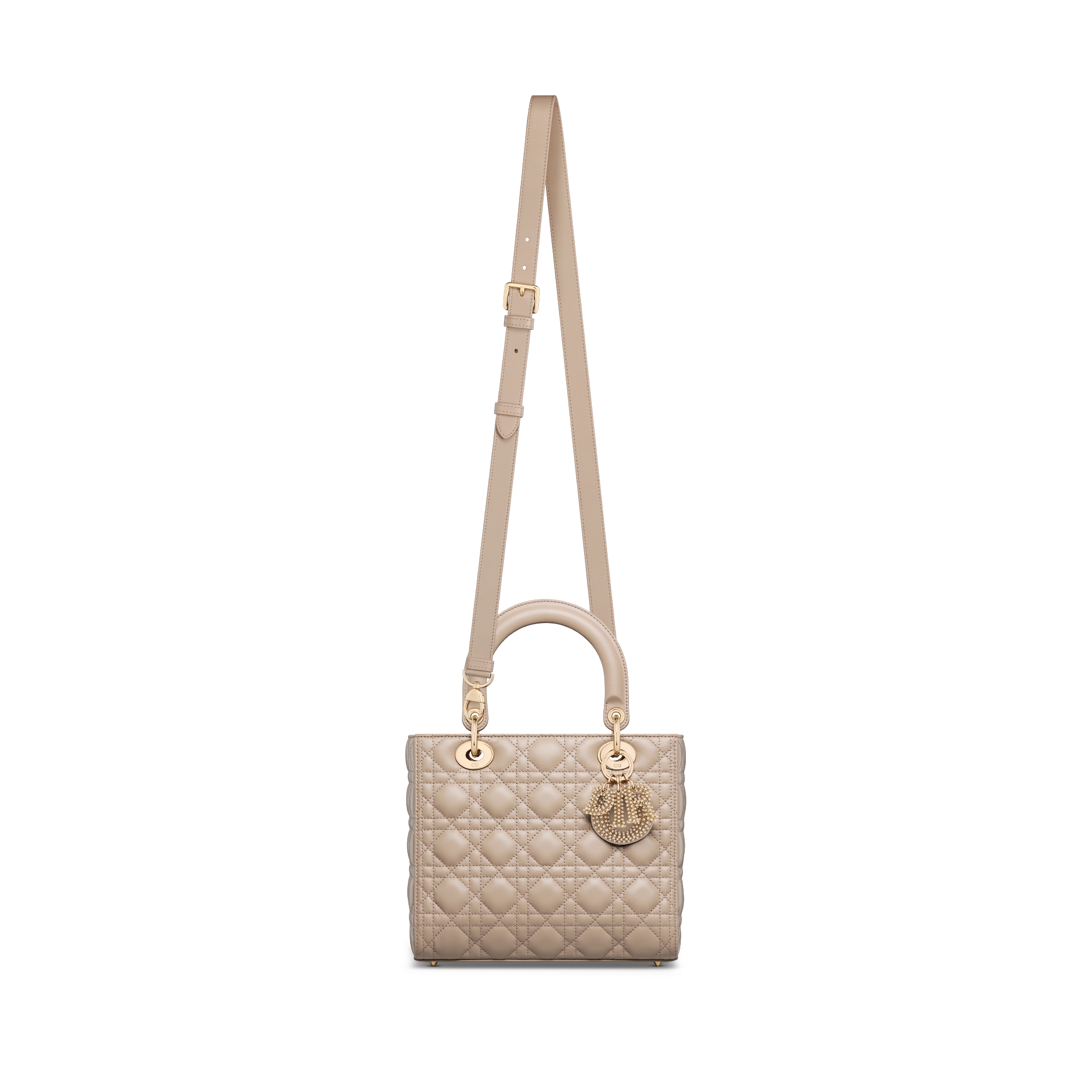 Medium Lady Dior Bag Desert Taupe Cannage Lambskin | DIOR