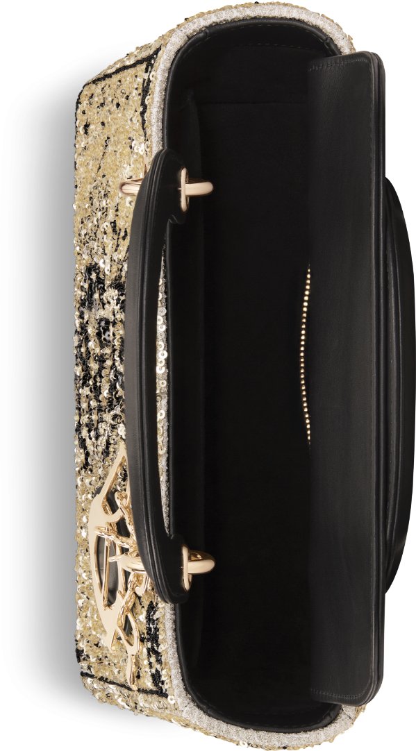 Medium Lady Dior Bag Calfskin Embroidered with Black and Gold-Tone ...