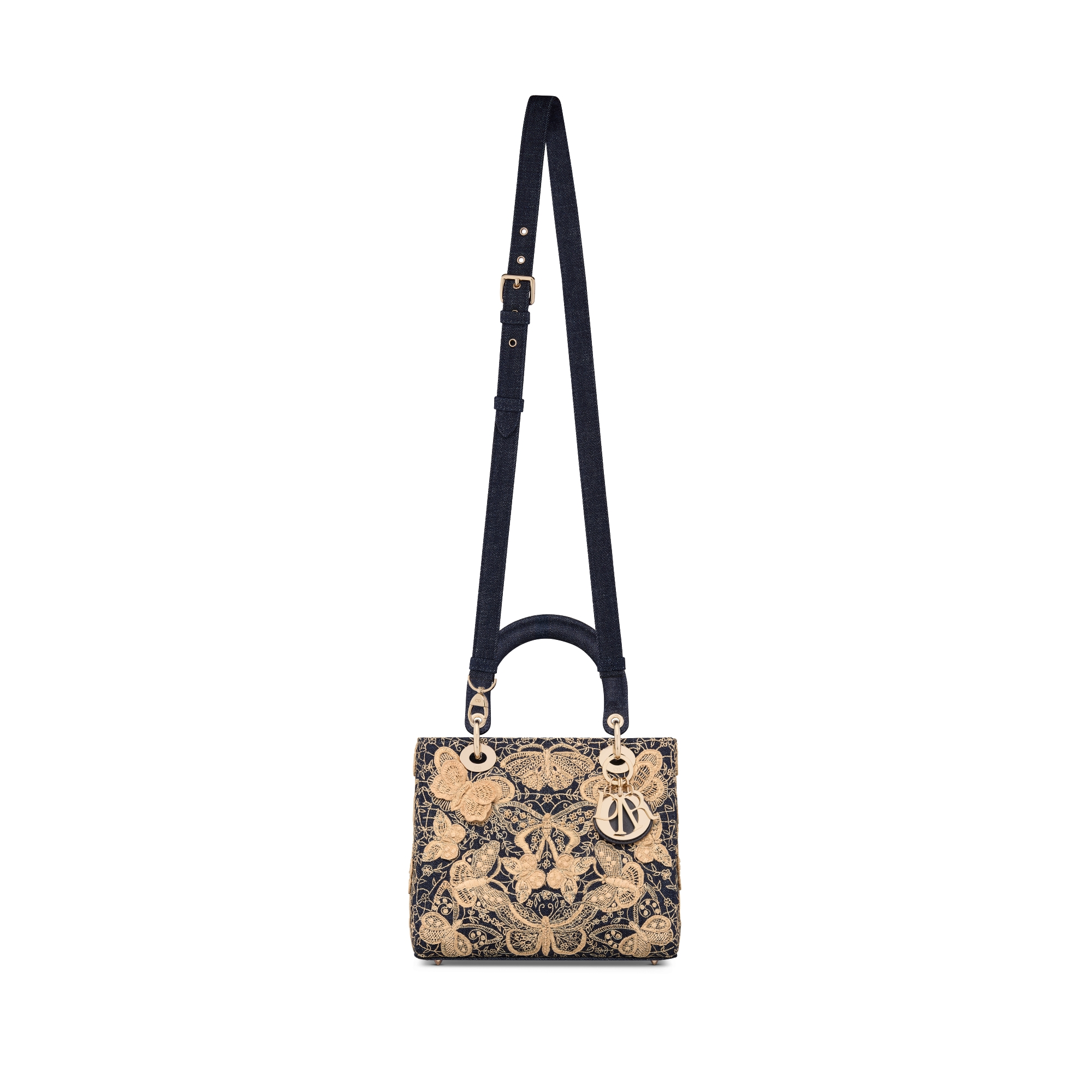 Medium Lady Dior Bag Blue Denim Embroidered with Natural Raffia ...