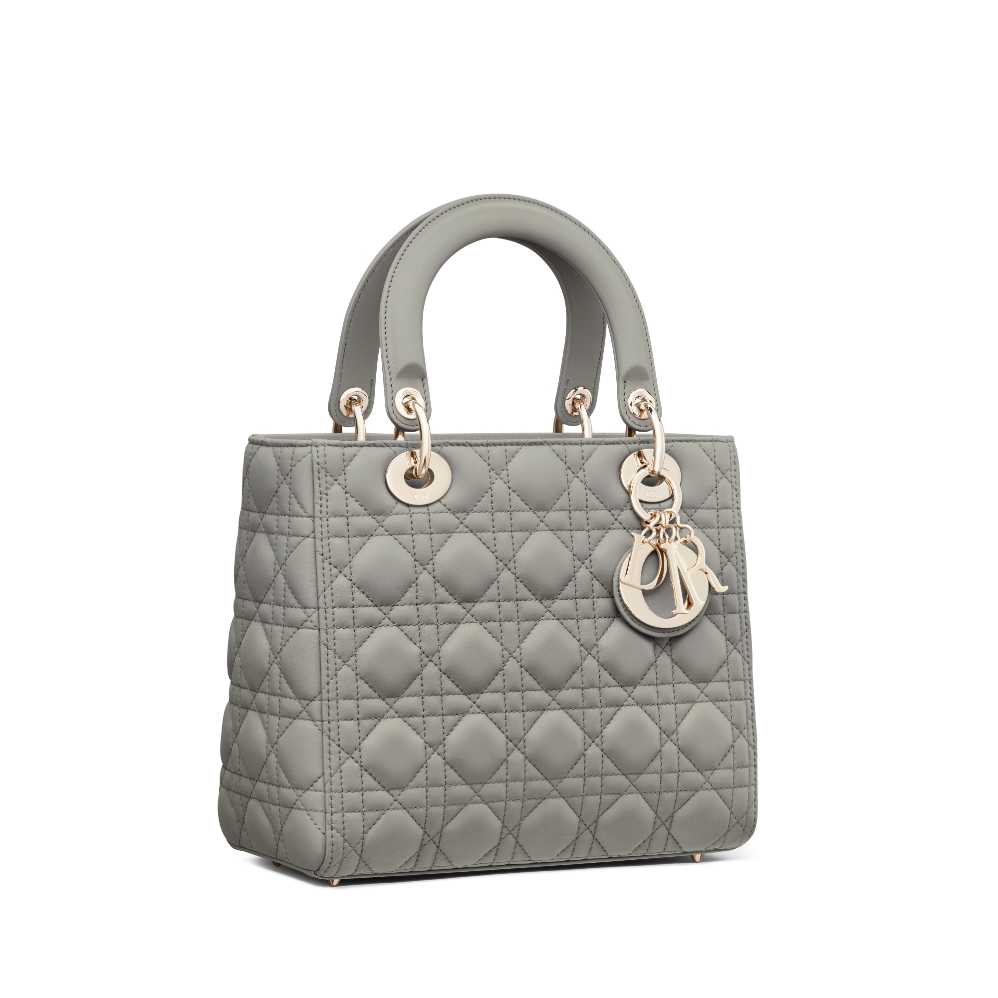 Medium Lady Dior Bag Stone Gray Cannage Lambskin | DIOR