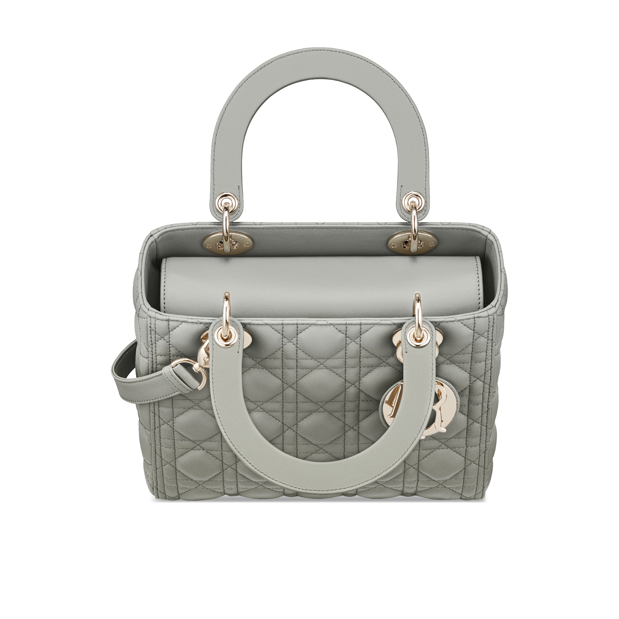 Medium Lady Dior Bag Stone Gray Cannage Lambskin | DIOR