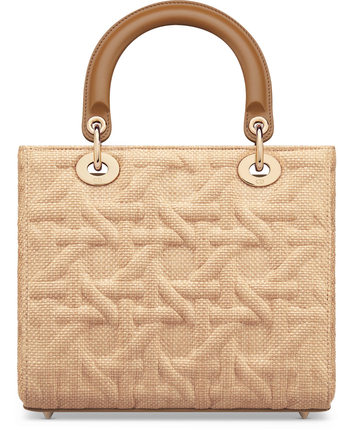 Middelgrote Lady Dior-tas Beige raffia met Graphic Cannage-motief | DIOR