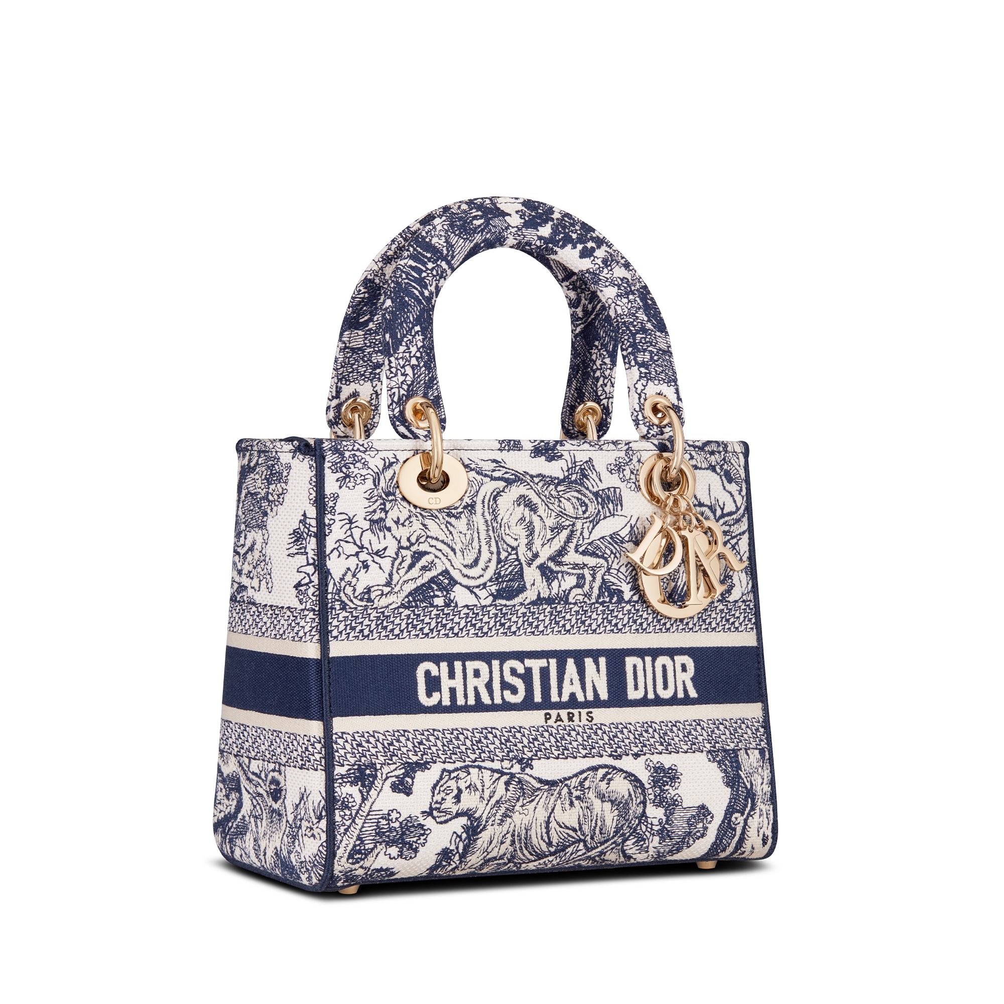 Sac Lady D-Lite Medium Broderie Toile de Jouy bleue | DIOR