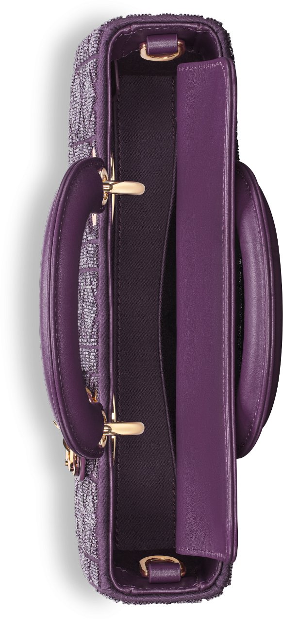 Small Lady D-Joy Bag Royal Purple Microbead-Embroidered Cotton with ...