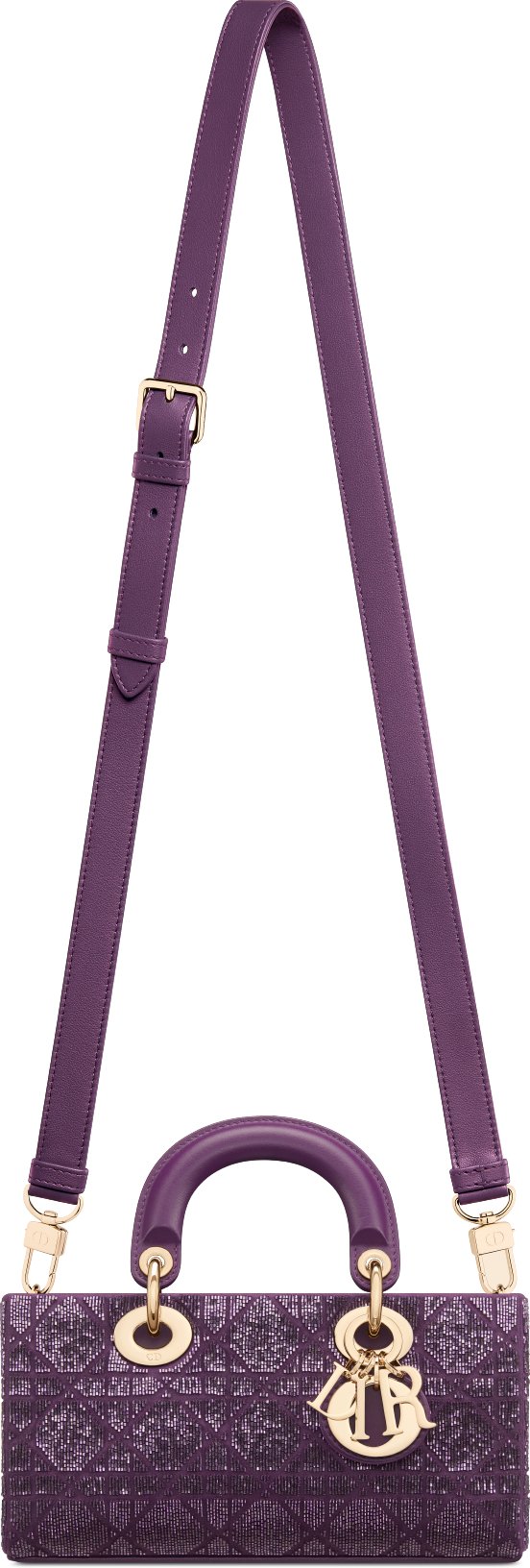 Small Lady D-Joy Bag Royal Purple Microbead-Embroidered Cotton with ...