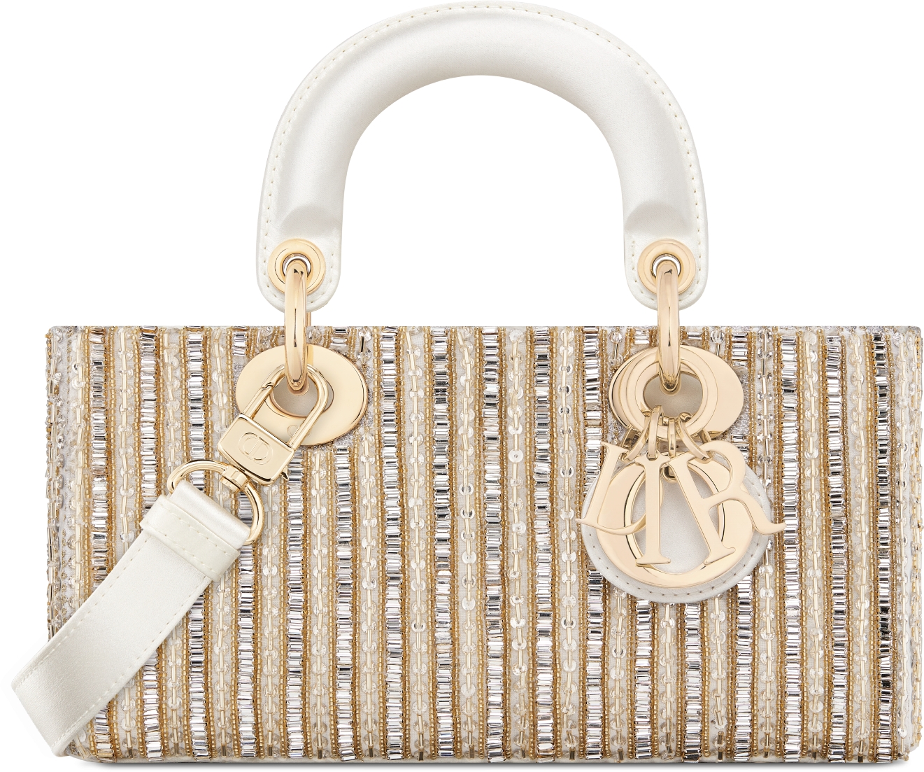 Small Lady D-Joy Bag Satin Embroidered with Gold-Tone Beads | DIOR