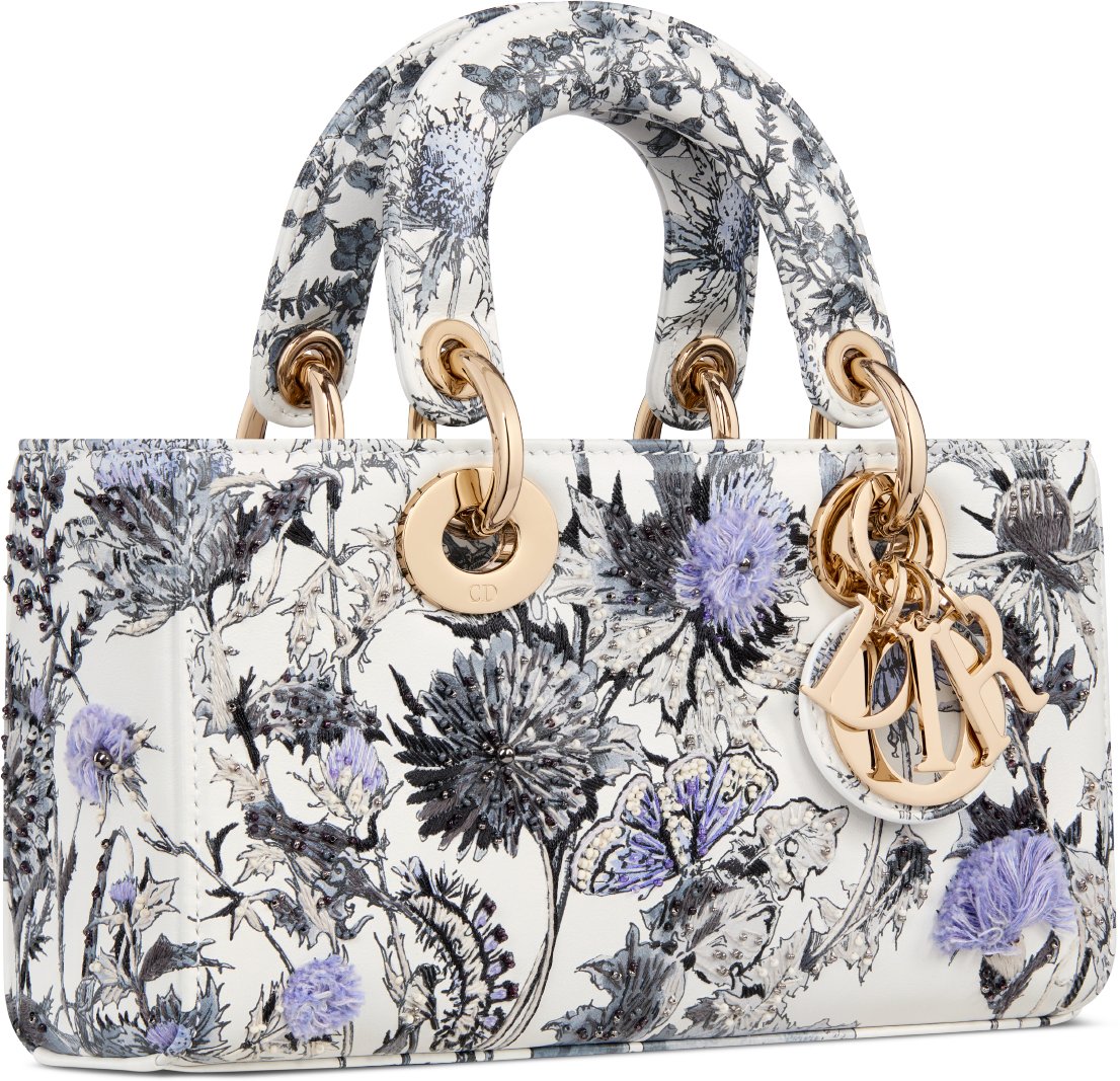 Bolso pequeño Lady D-Joy Piel de becerro blanca con estampado Dior ...
