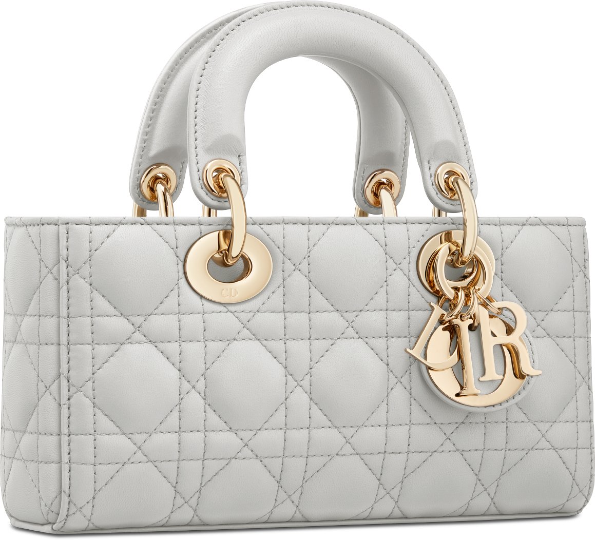 Small Lady D-Joy Bag Cloud Gray Cannage Lambskin | DIOR