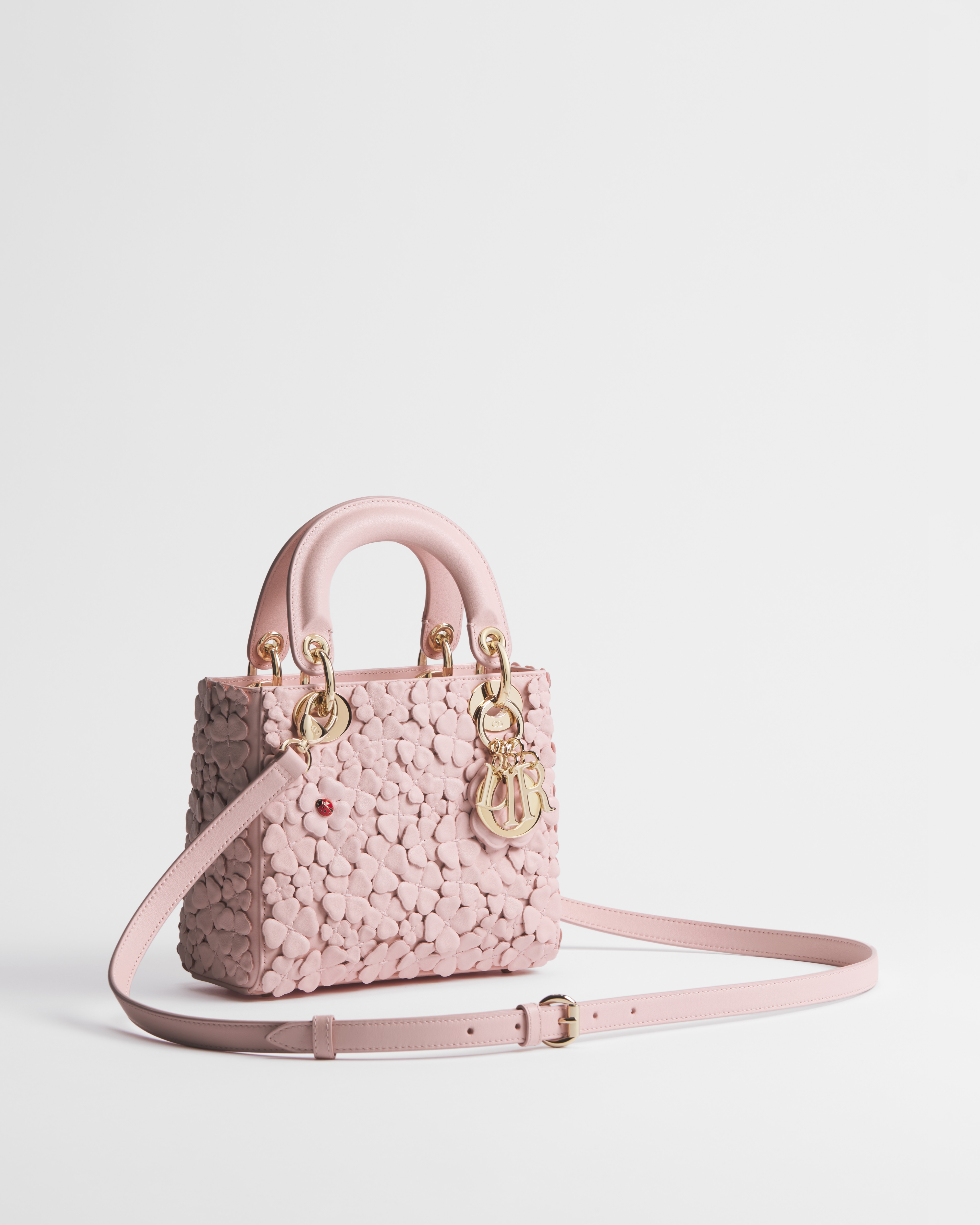 Mini Lady Dior Bag with Strap Rose Soupir Dior Clover Allover ...