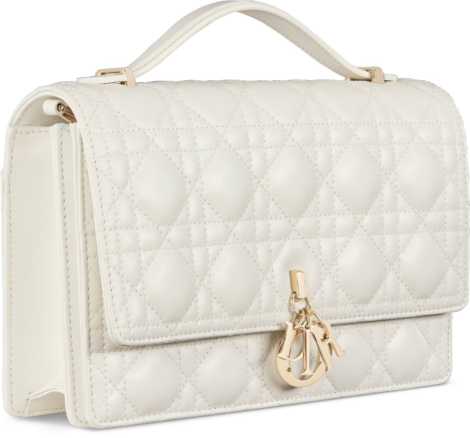 My Dior Top Handle 包 奶白色 Cannage 籐格紋羊皮 | DIOR