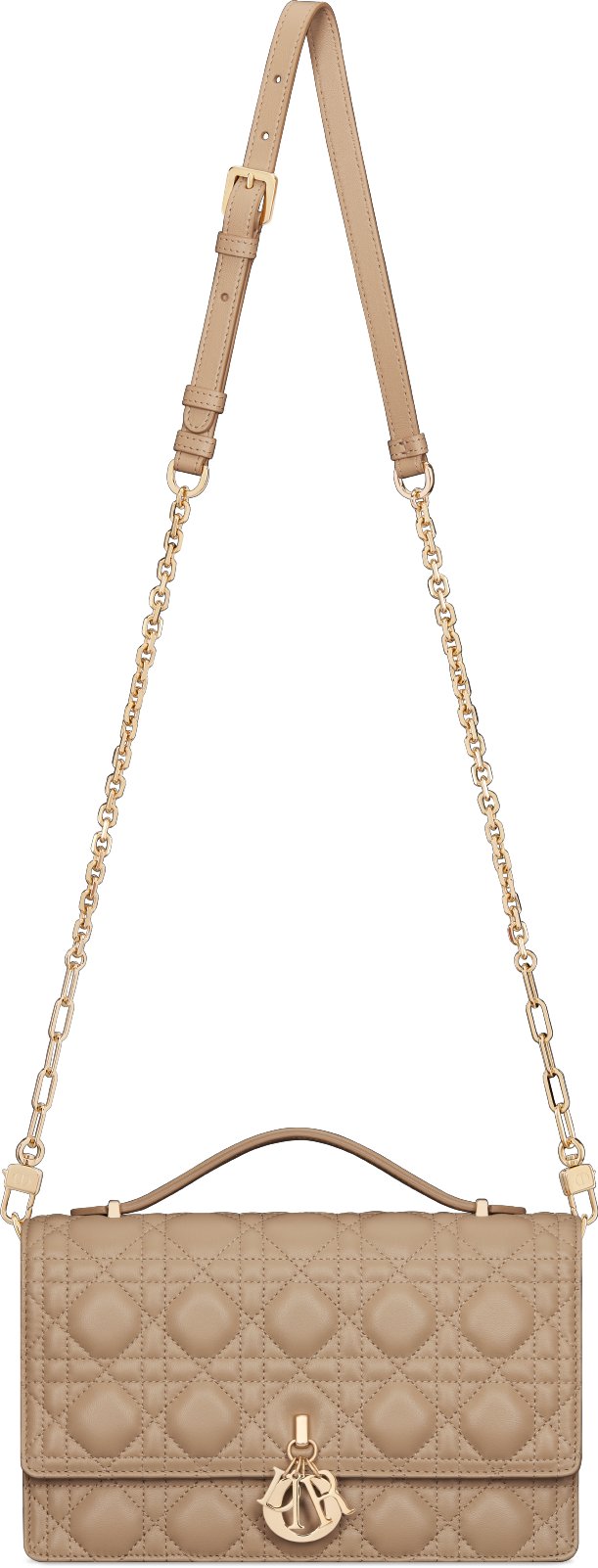 My Dior Top Handle-tas Biscuit lamsleer met Cannage-motief | DIOR