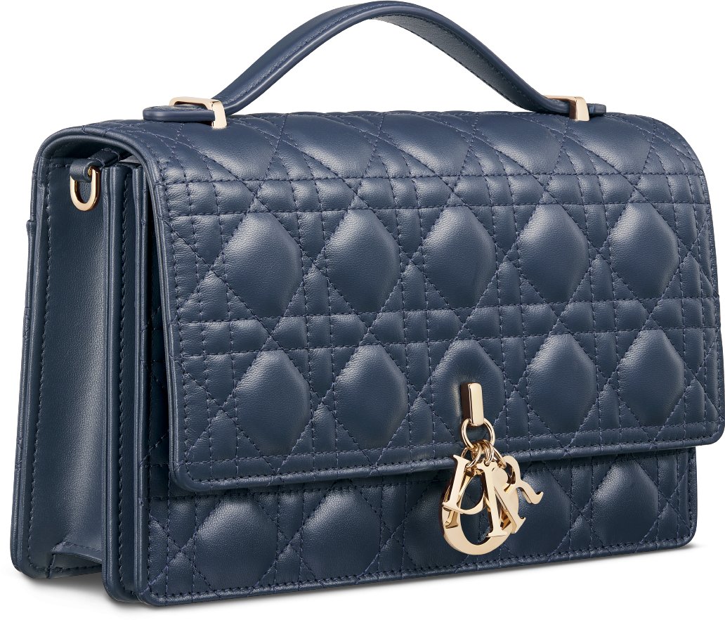 My Dior Top Handle Bag Deep Ocean Blue Cannage Lambskin | DIOR