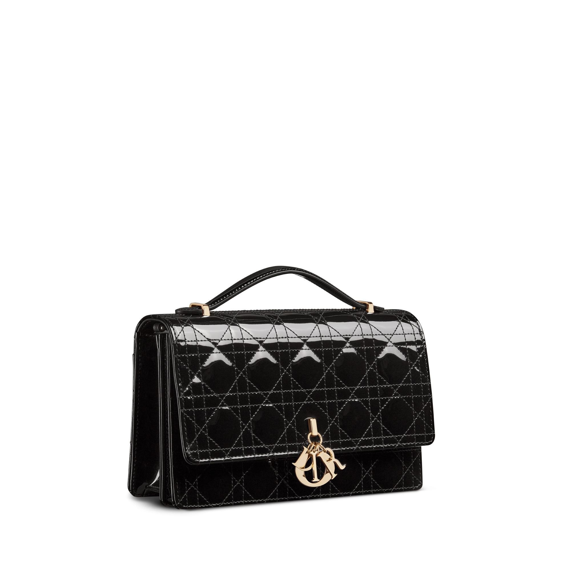 My Dior Top Handle Bag Black Patent Cannage Calfskin | DIOR