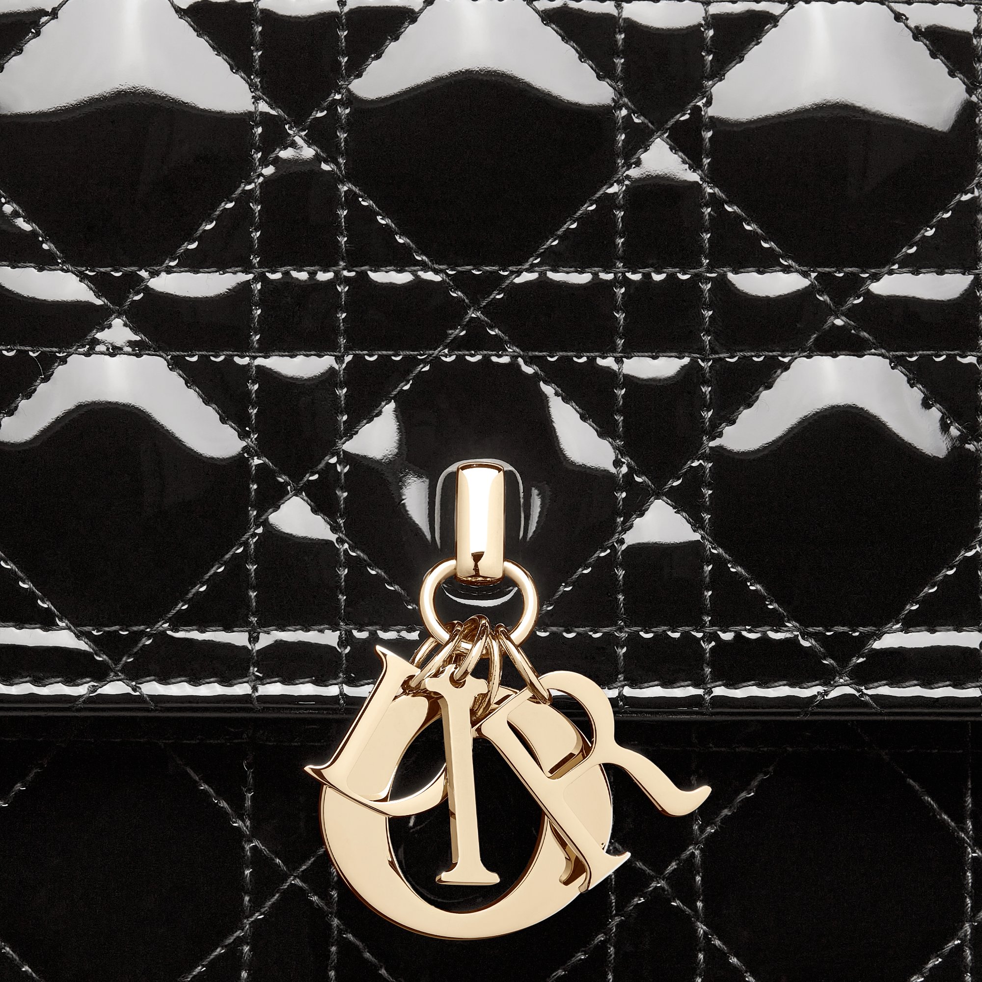 My Dior Top Handle Bag Black Patent Cannage Calfskin | DIOR