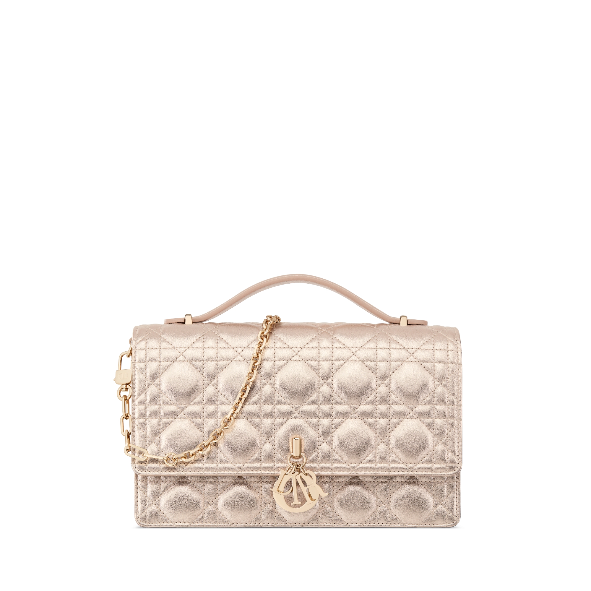 My Dior Top Handle Bag Metallic Pale Gold-Tone Cannage Calfskin | DIOR
