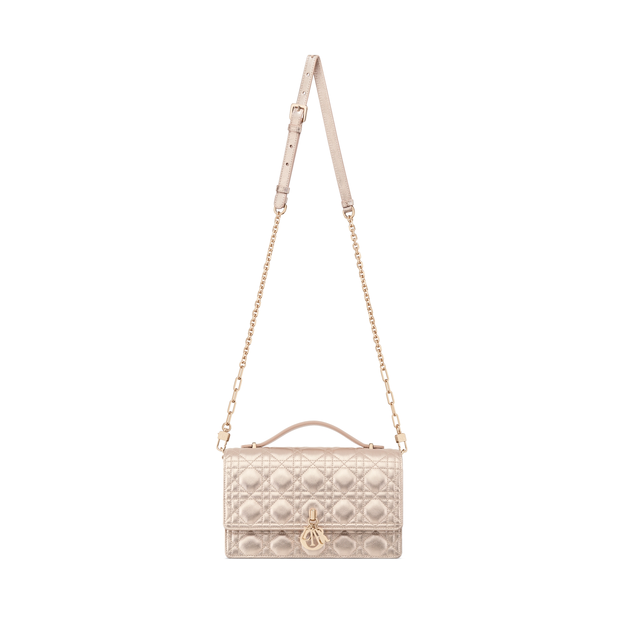 My Dior Top Handle Bag Metallic Pale Gold-Tone Cannage Calfskin | DIOR