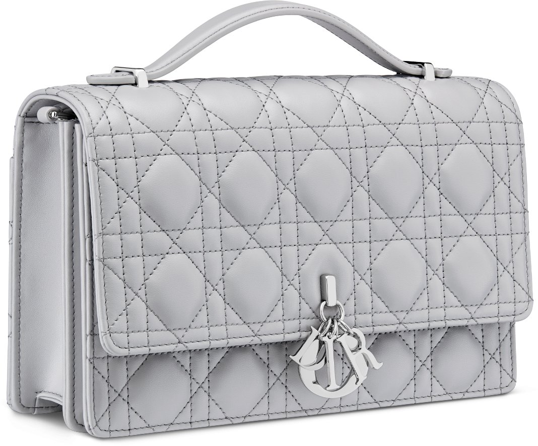 Sac Top Handle My Dior Cuir d'agneau Cannage gris | DIOR