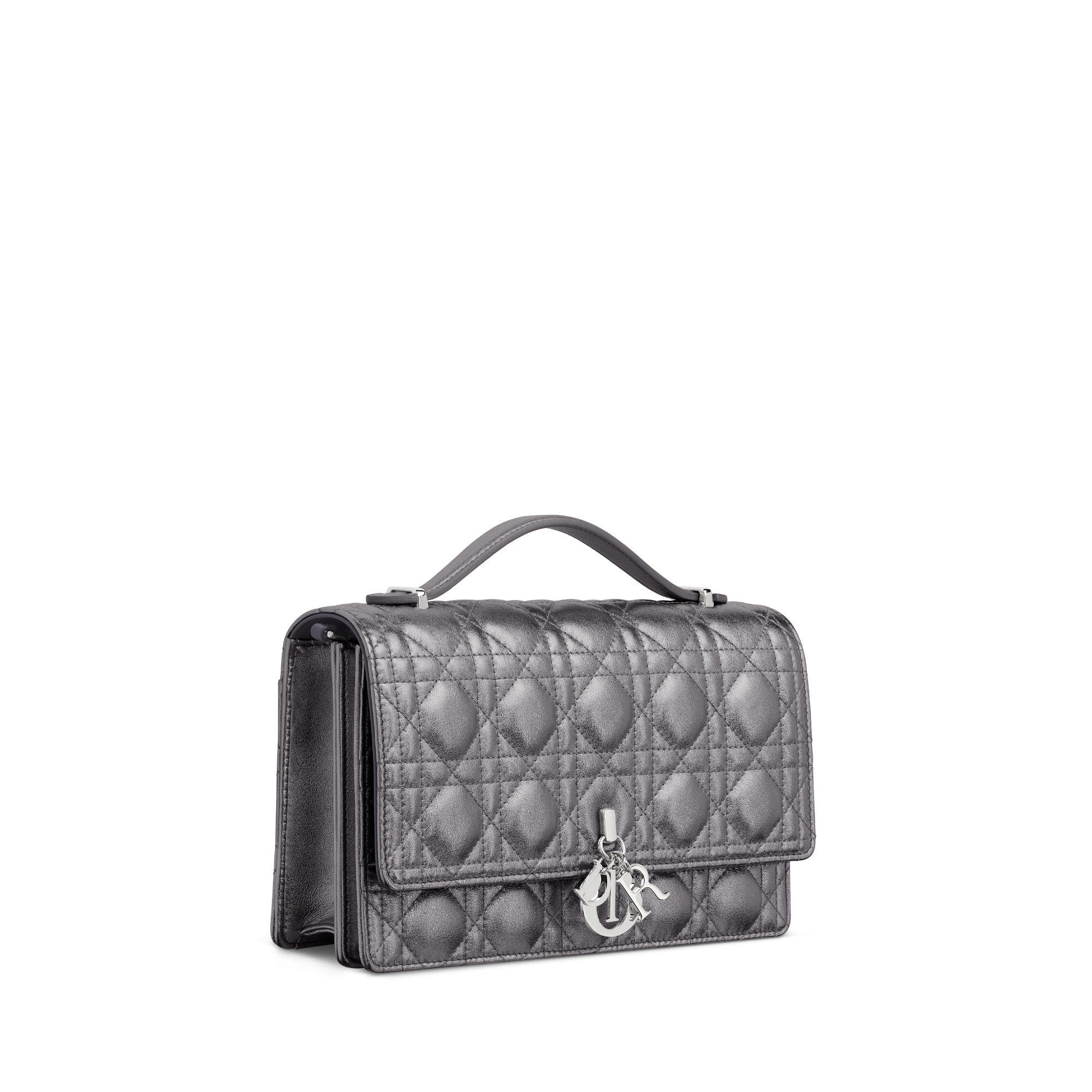 My Dior Top Handle-tas Metallic zilverkleurig kalfsleer met Cannage ...