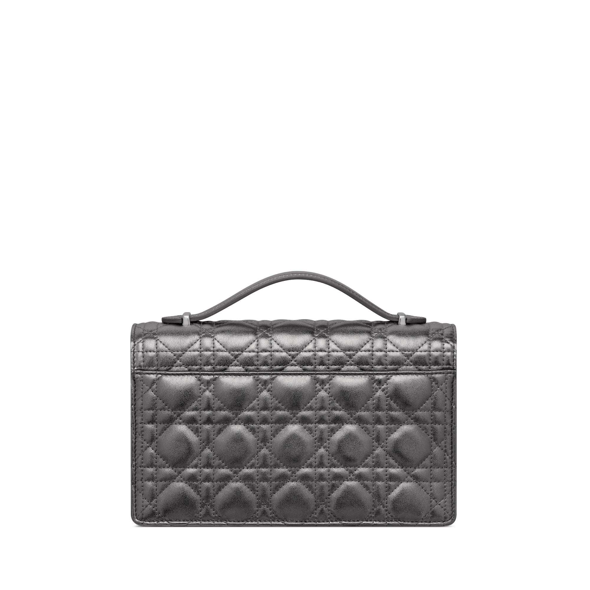 My Dior Top Handle-tas Metallic zilverkleurig kalfsleer met Cannage ...